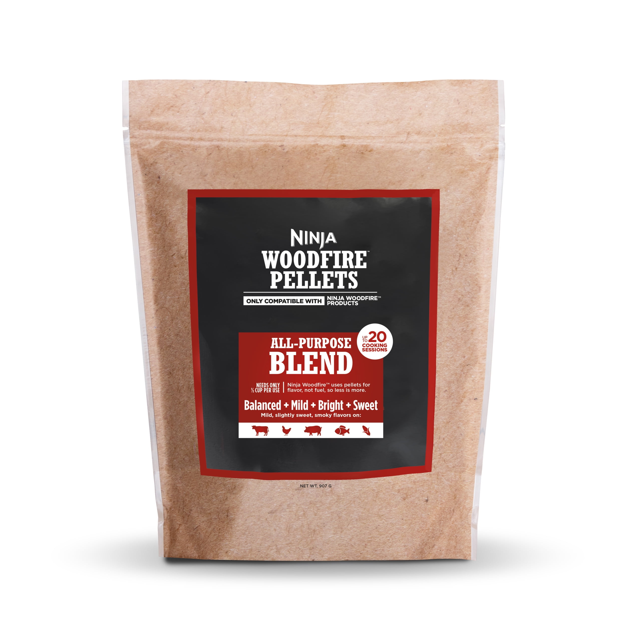 Ninja Woodfire 2-lb Bag, All Purpose Blend, 100% Real Wood Pellets, For ...