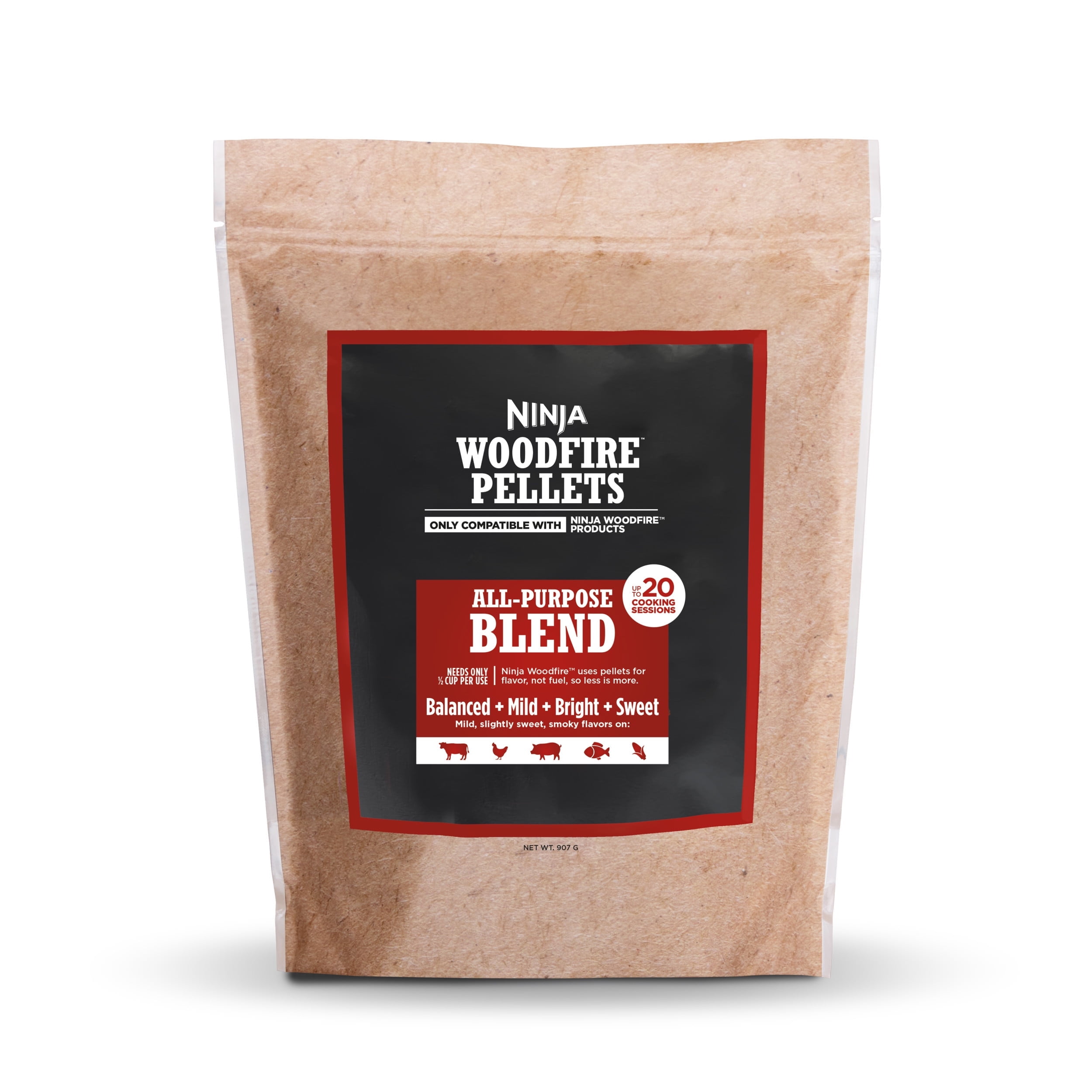 Ninja Woodfire 2-lb Bag, All Purpose Blend, 100% Real Wood Pellets, For ...