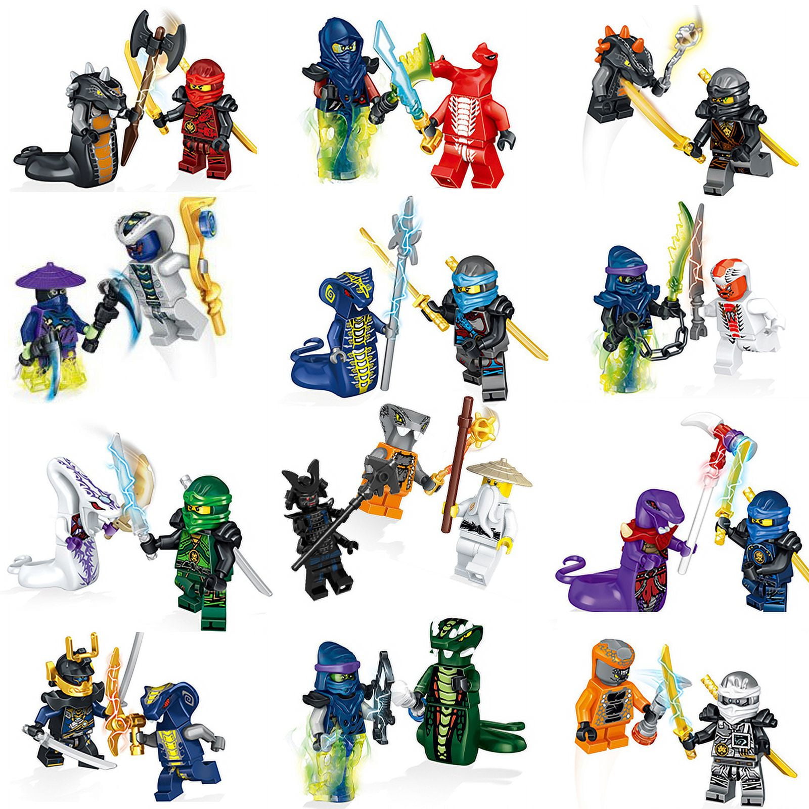 Ninja vs. Snake Monsters 25 PCS Minifigure Set - 1.77 Inch Building ...