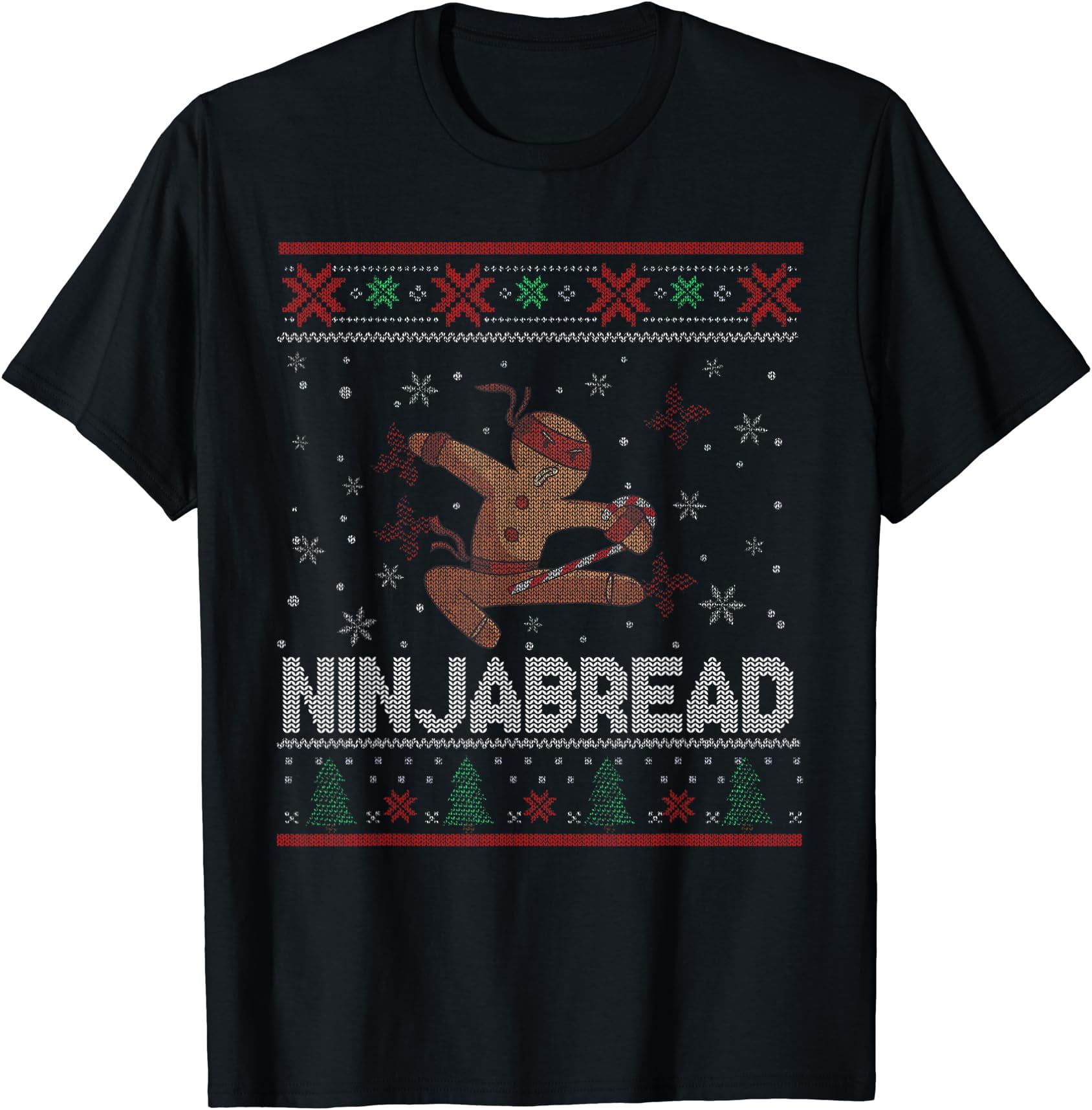 Ninjabread Cookie Gingerbread Man Ninja Krismast Sweater T-Shirt ...
