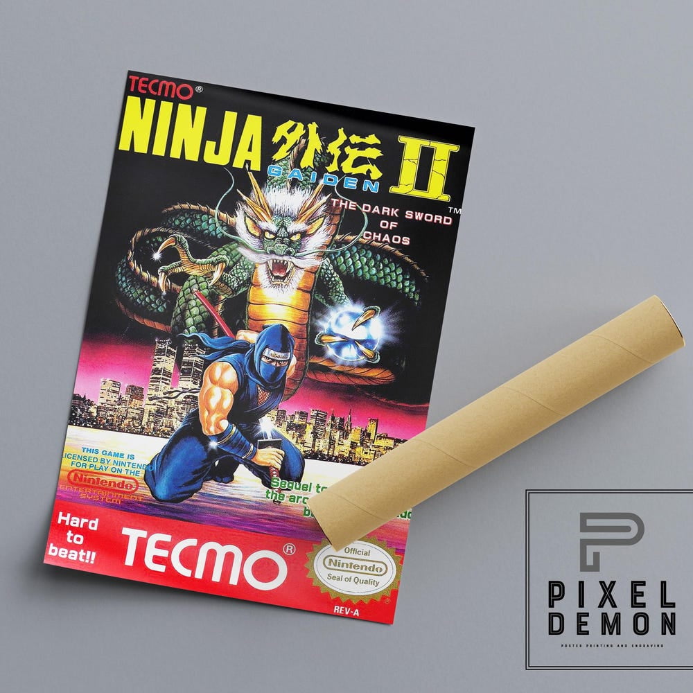 Ninjagaiden 2 Gamer Poster Retro NES Classic Gaming poster - Walmart.com