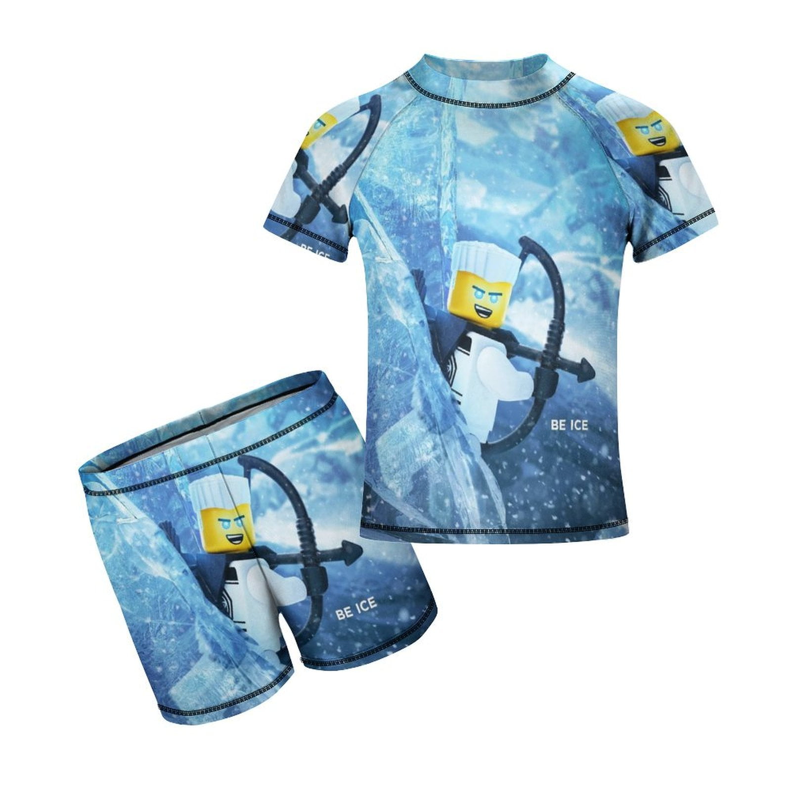 Ninjago Boys 2-Piece Swimsuit Set, Short Sleeve Rash Guard & Swim ...