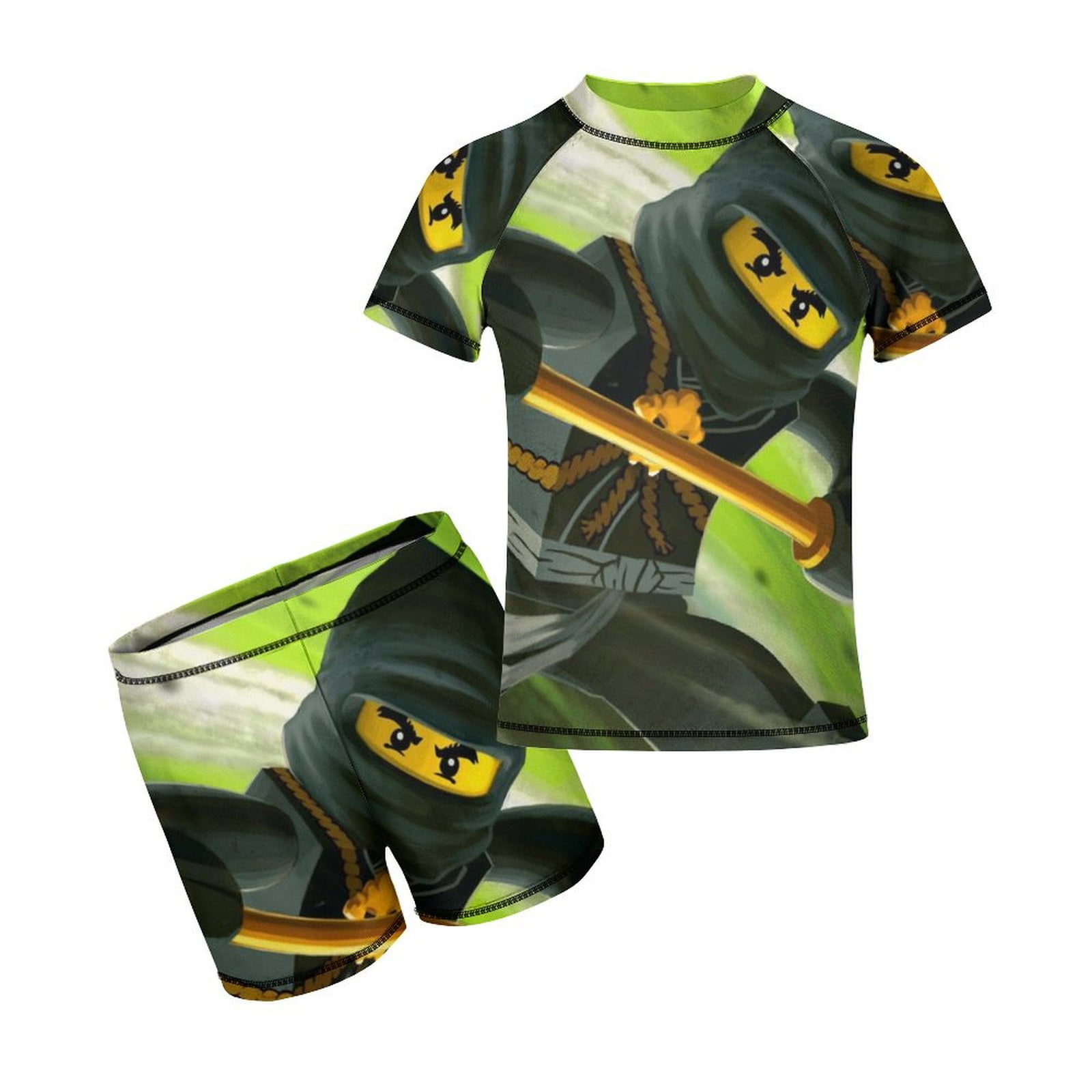 Ninjago Boys 2-Piece Swimsuit Set, Short Sleeve Rash Guard & Swim ...