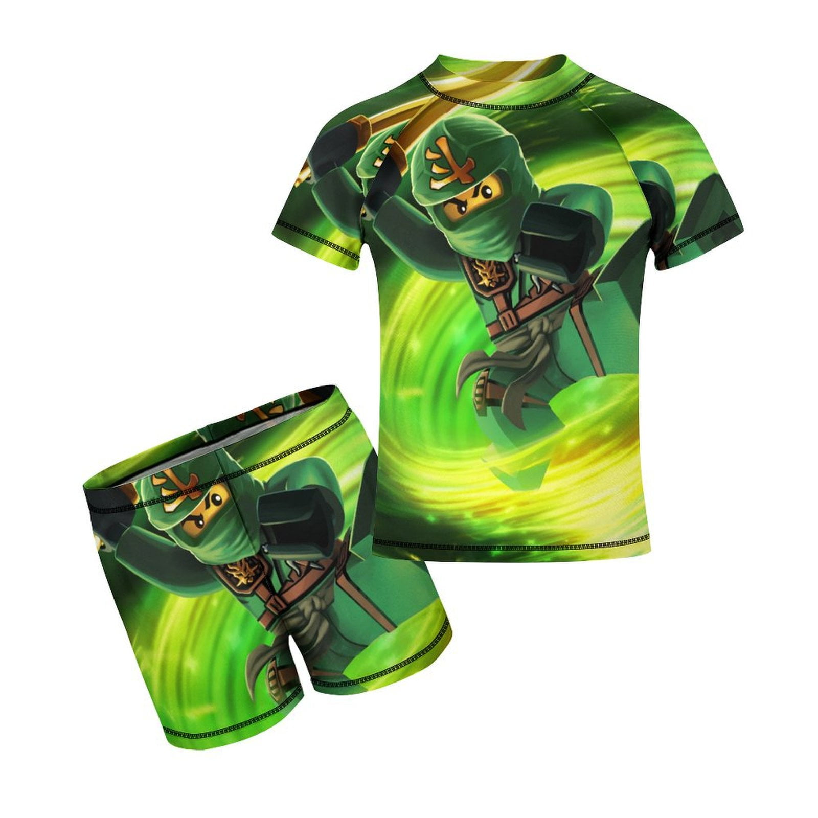 Ninjago Boys Rash Guard Set 2 Piece Swimsuits Short Sleeve Bathing ...