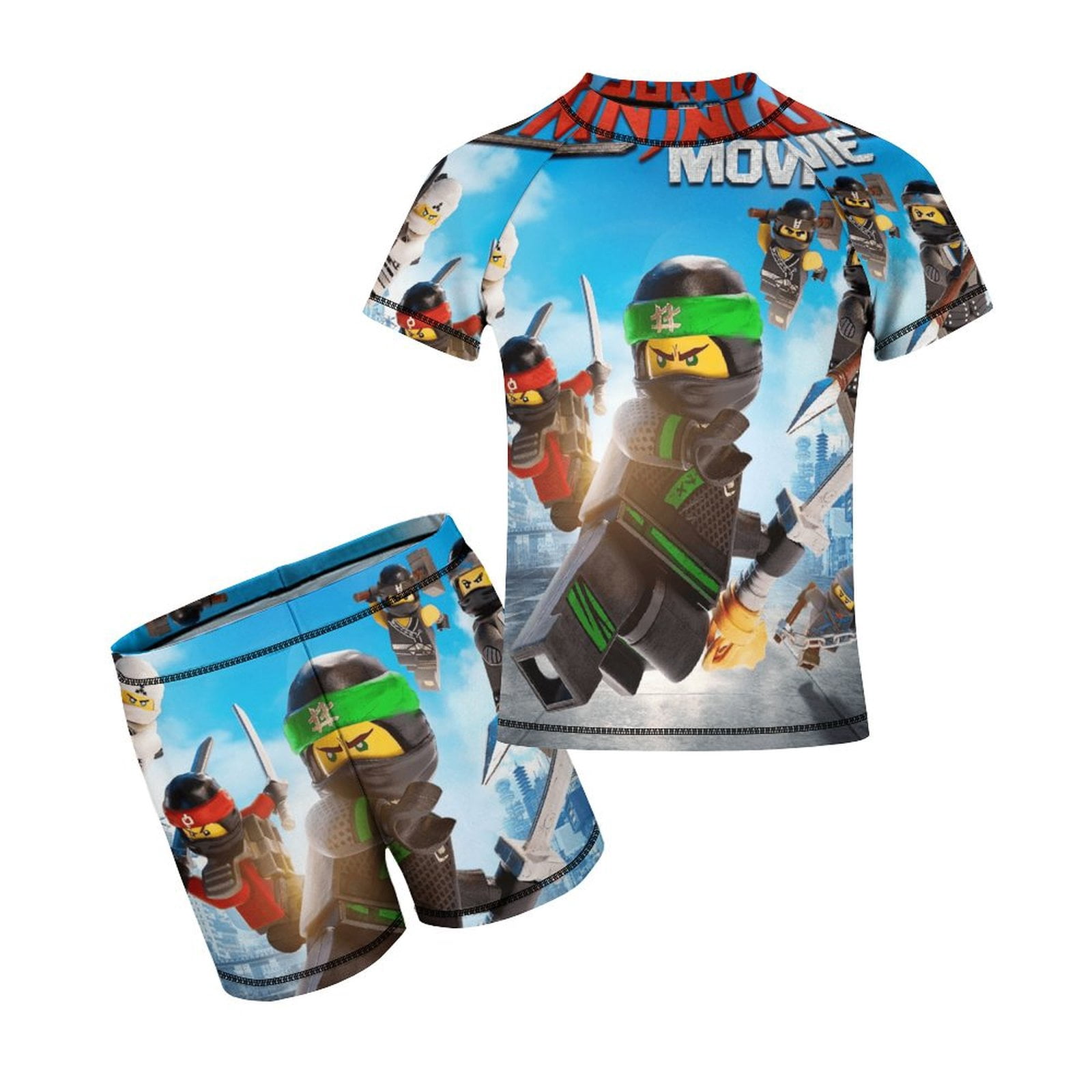 Ninjago Boys Rash Guard Set 2 Piece Swimsuits Short Sleeve Bathing ...