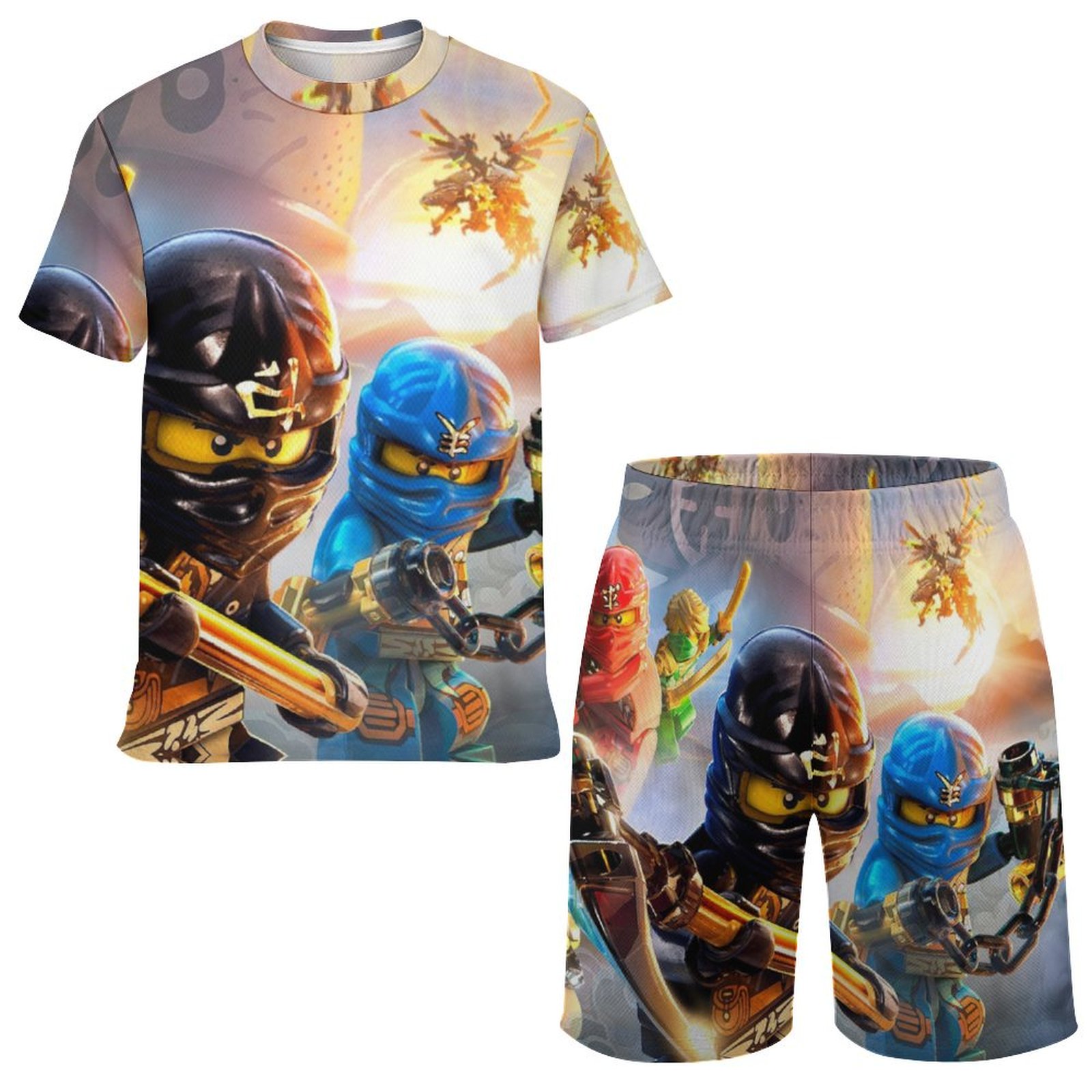 Ninjago Boys Short Sleeve T-Shirt And Mesh Shorts Outfit Set for Kids ...
