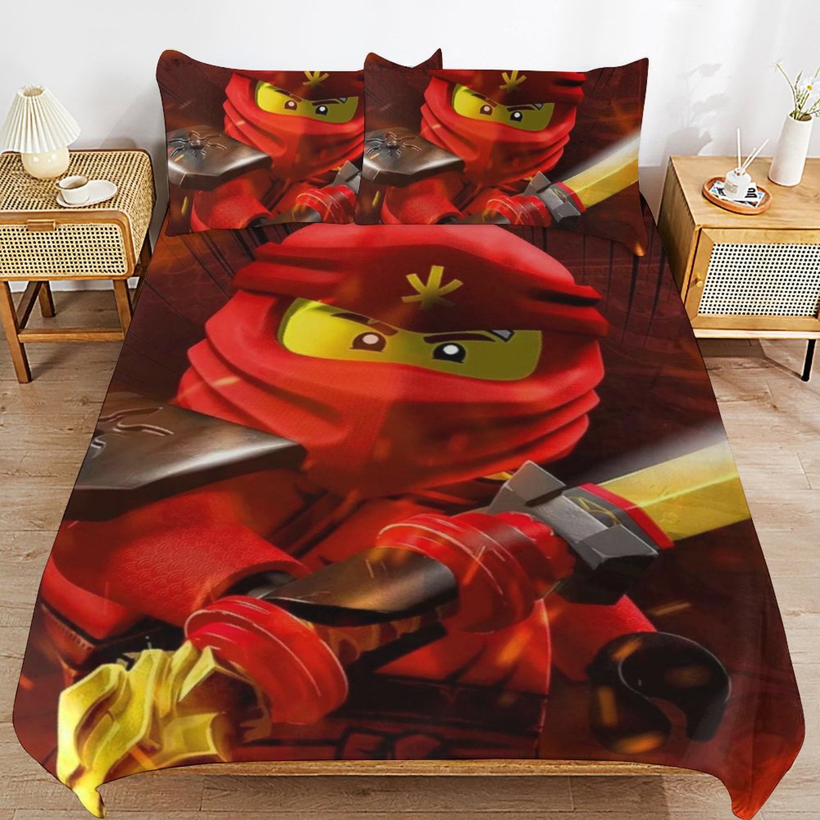 Ninjago Cartoon 3 Piece Bedding Set, Super Soft Anime Duvet Cover Sets ...