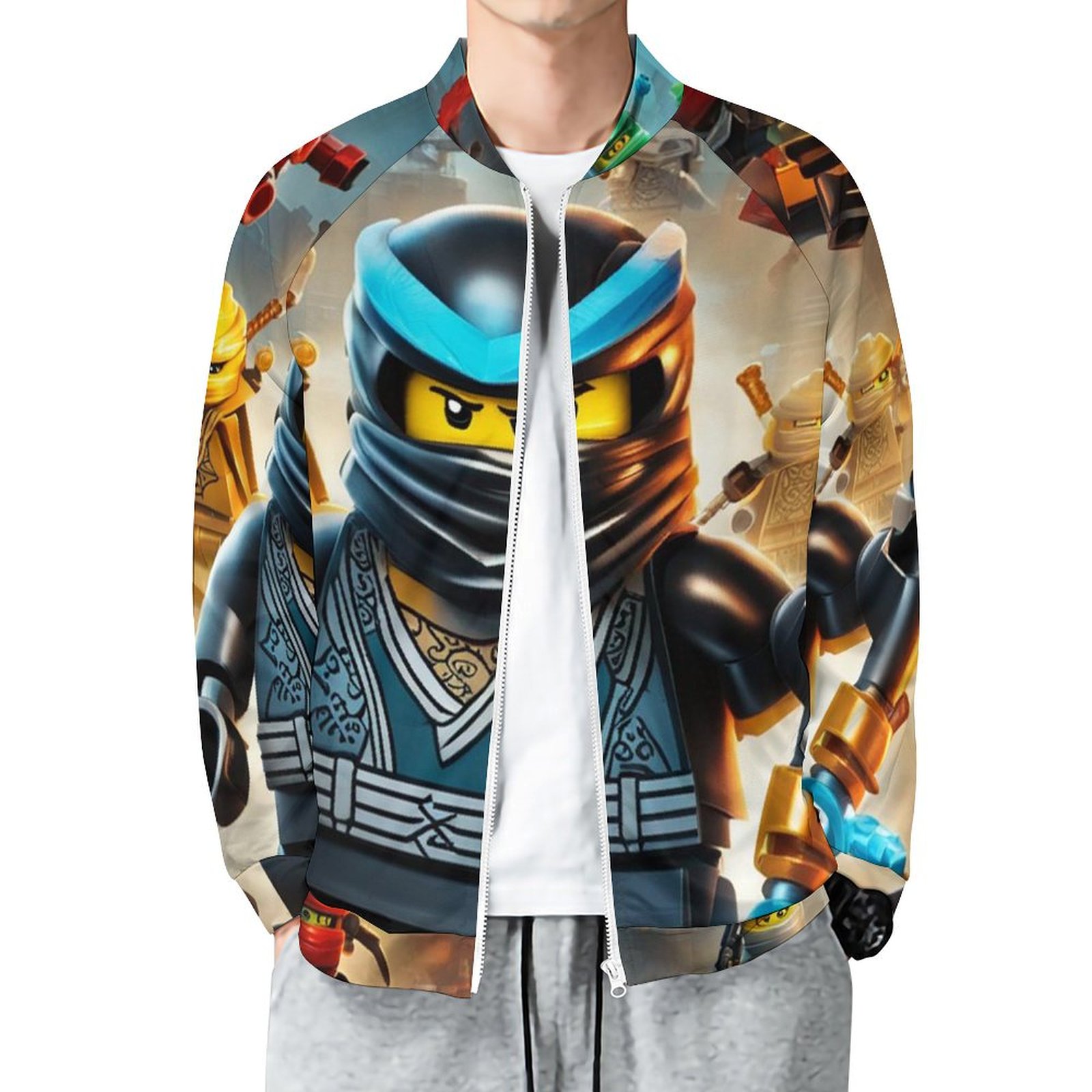 Ninjago Comedy Fashion Jacket Mens Windbreaker Coat Lightweight Zipper ...