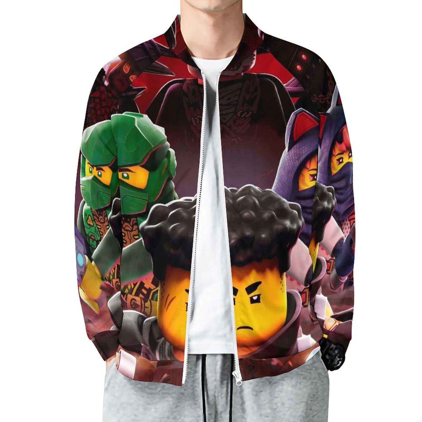 Ninjago Dragons Fashion Jacket Mens Windbreaker Coat Lightweight Zipper ...