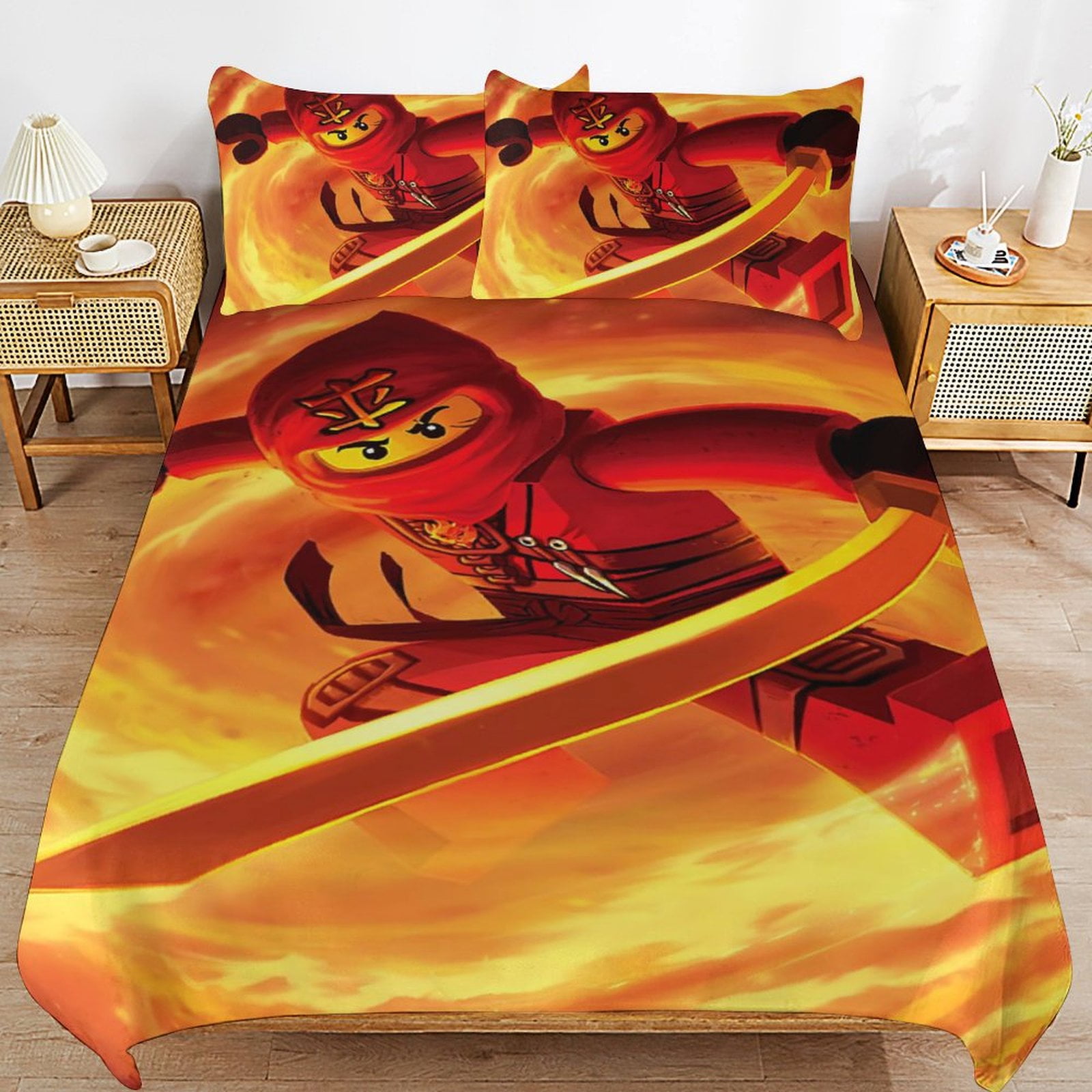 Ninjago Duvet Cover 3 Pcs Set Cute Kids Comforter Cover with 2 ...