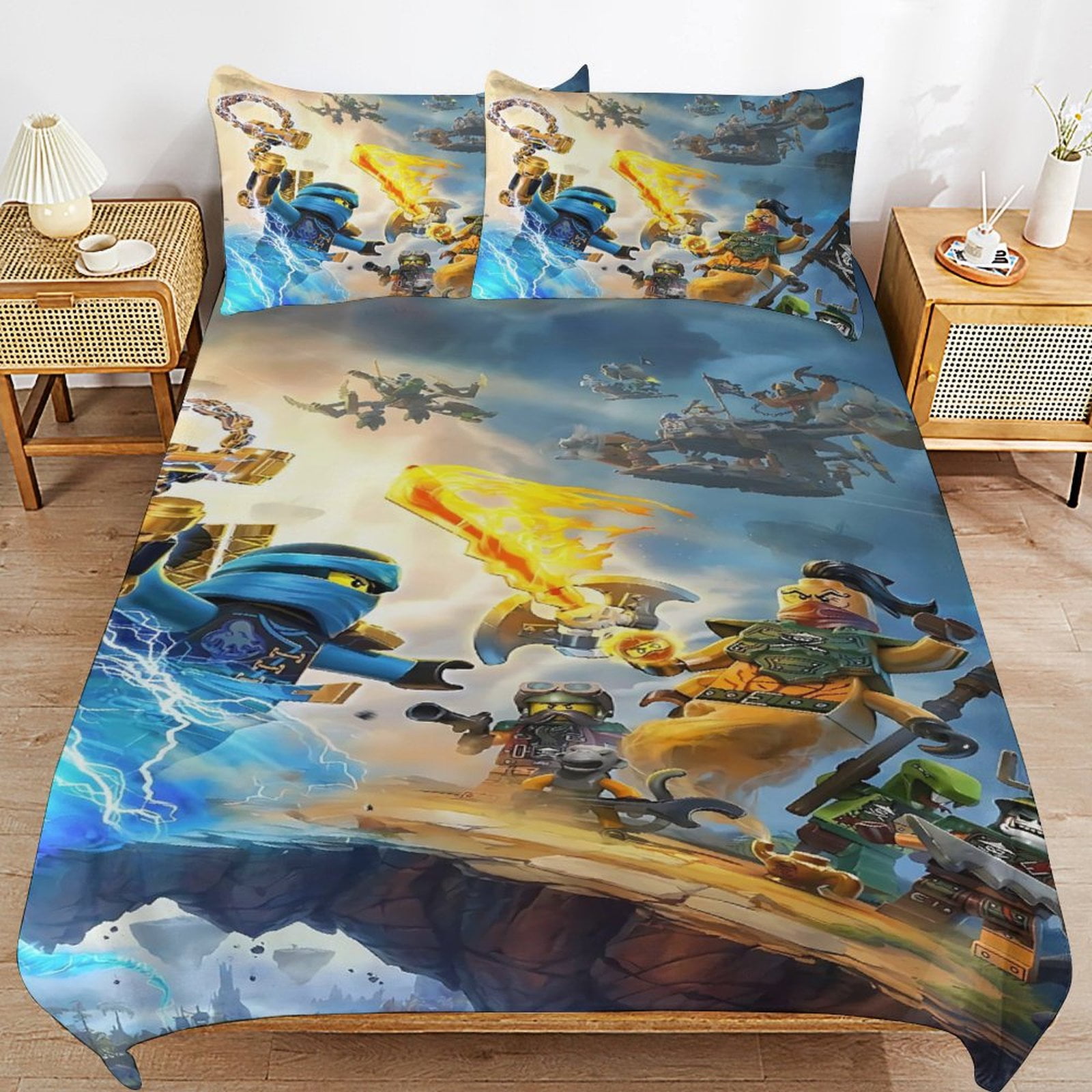 Ninjago Duvet Cover 3 Pcs Set Cute Kids Comforter Cover with 2 ...