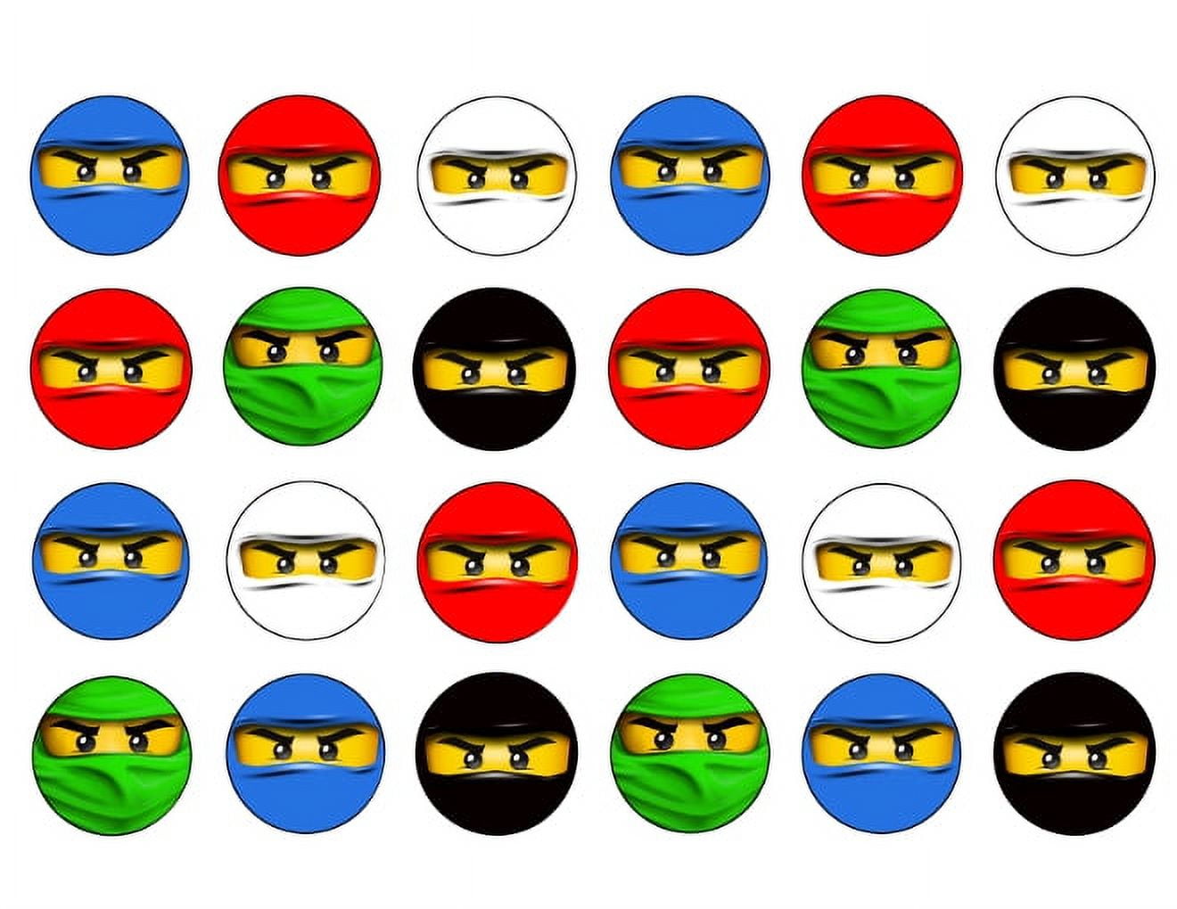 Ninjago Faces ~ Two Dozen ~ Cupcake Topper ~ Edible Frosting Image ...