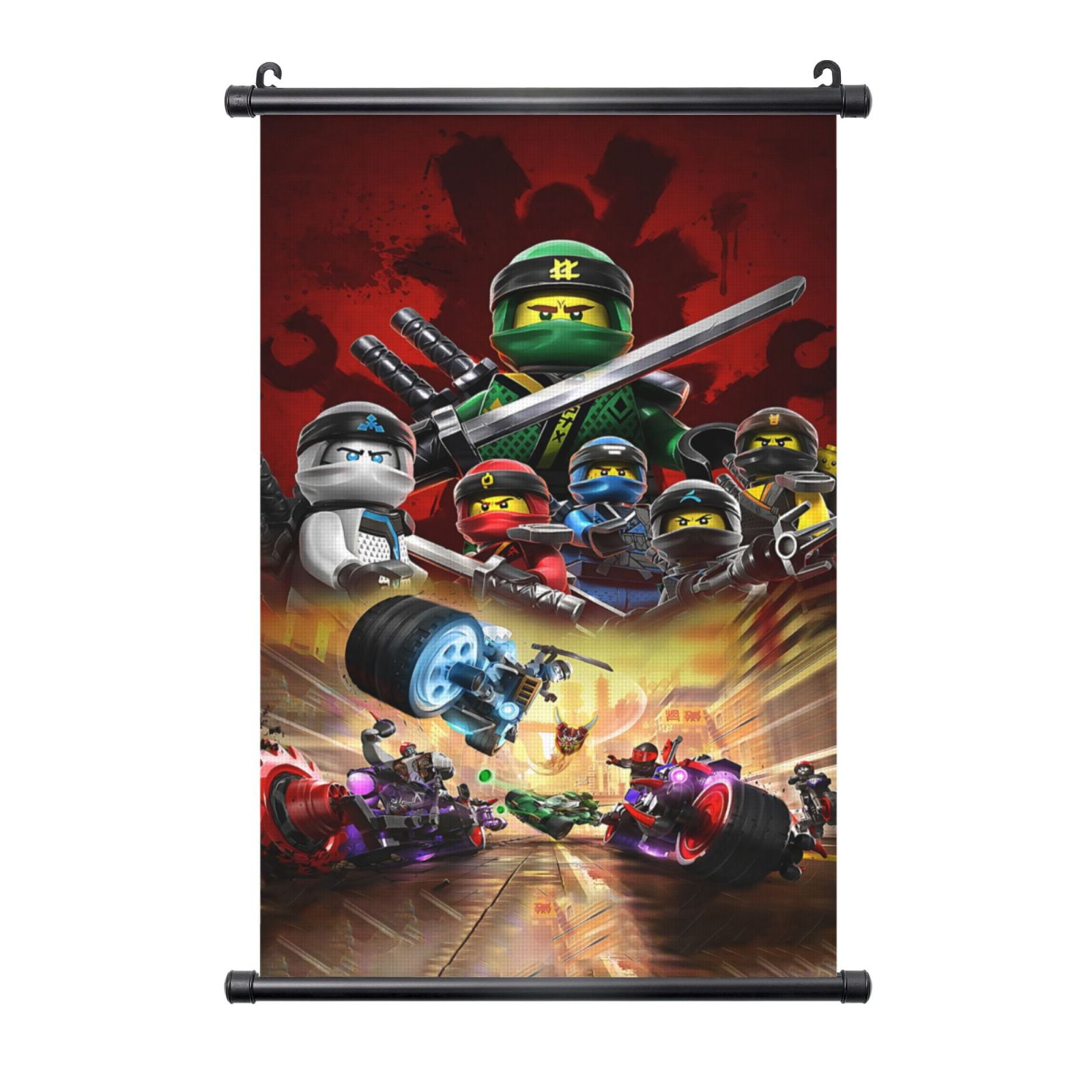 Ninjago Hanging Poster, Black Plastic Shaft Wall Hanging Posters Scroll ...