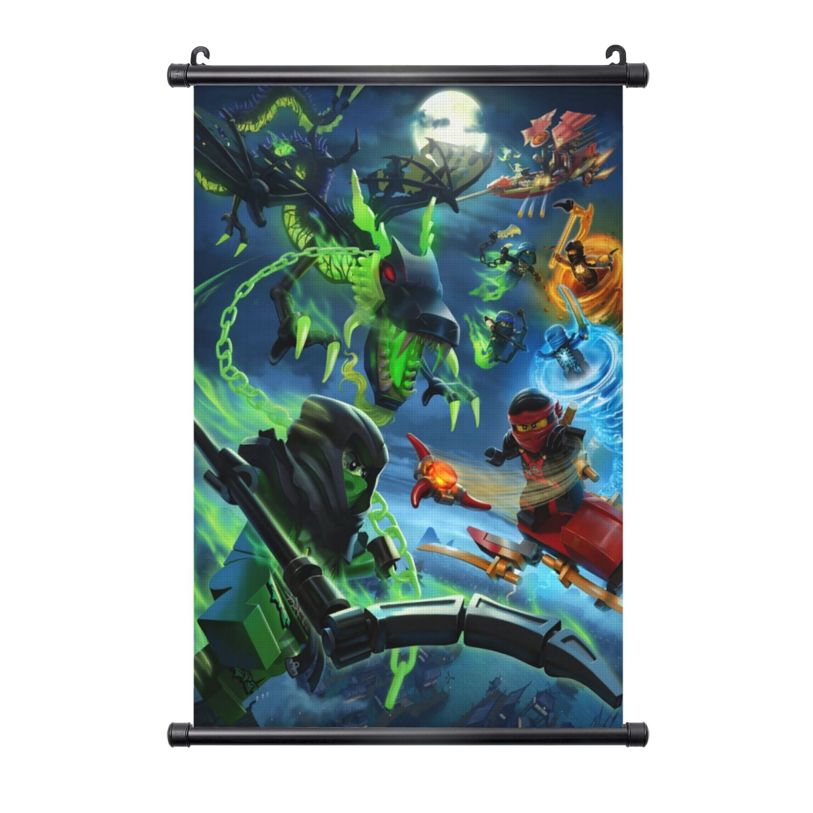 Ninjago Hanging Poster, Black Plastic Shaft Wall Hanging Posters Scroll ...