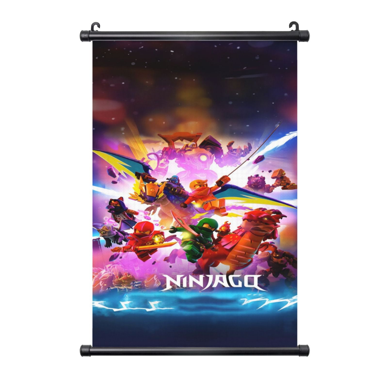 Ninjago Hanging Poster, Black Plastic Shaft Wall Hanging Posters Scroll ...