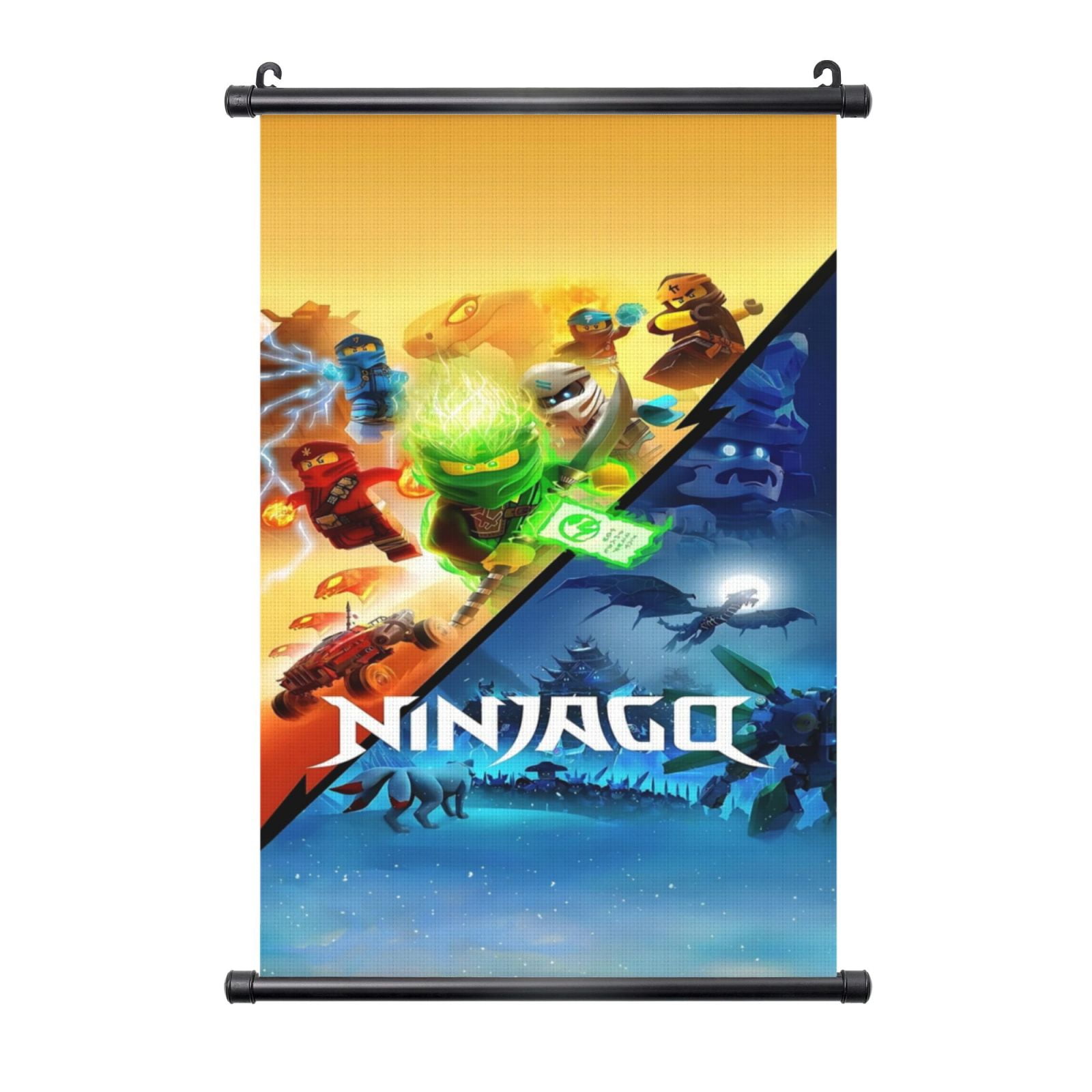Ninjago Hanging Poster, Black Plastic Shaft Wall Hanging Posters Scroll ...