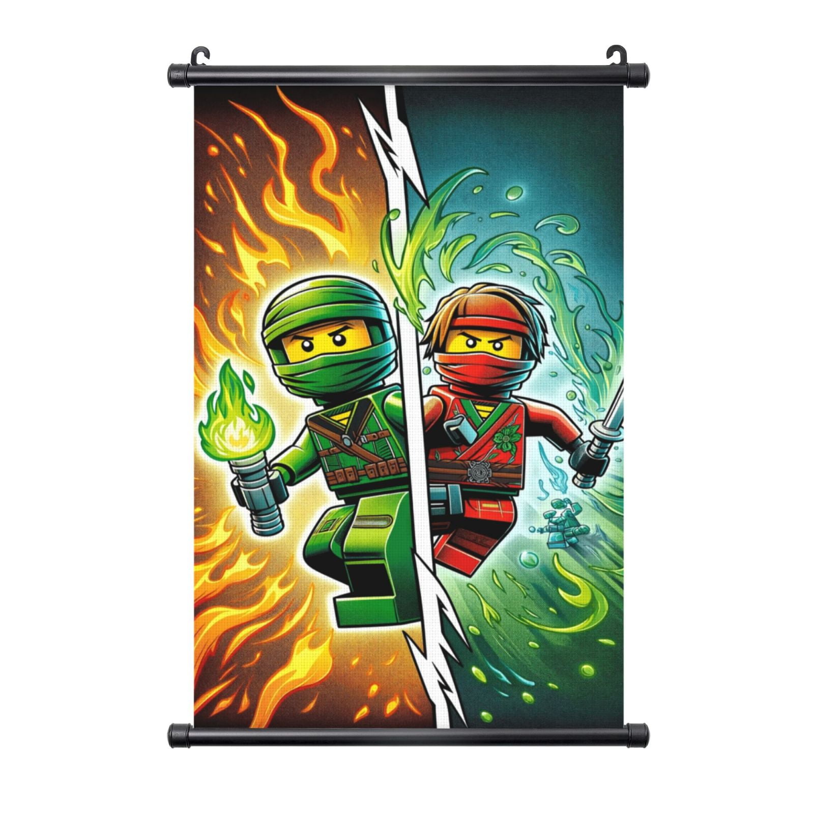 Ninjago Hanging Poster, Black Plastic Shaft Wall Hanging Posters Scroll ...