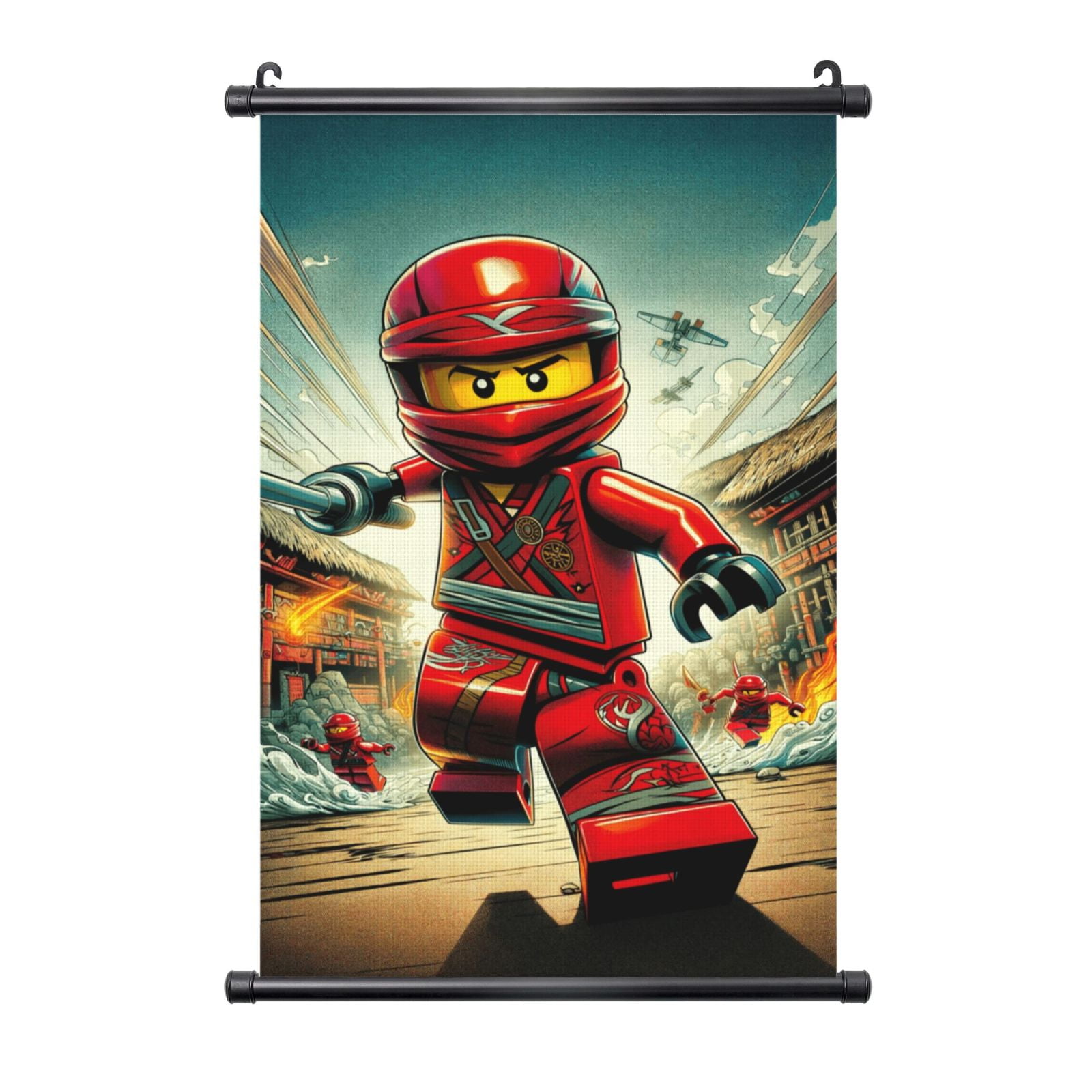 Ninjago Hanging Poster, Black Plastic Shaft Wall Hanging Posters Scroll ...