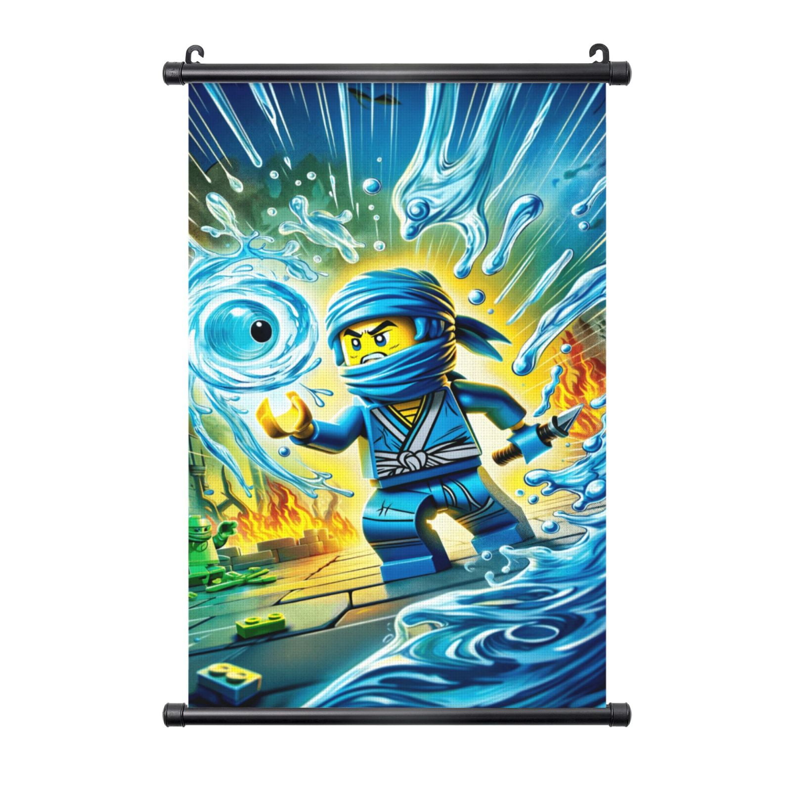 Ninjago Hanging Poster, Black Plastic Shaft Wall Hanging Posters Scroll ...