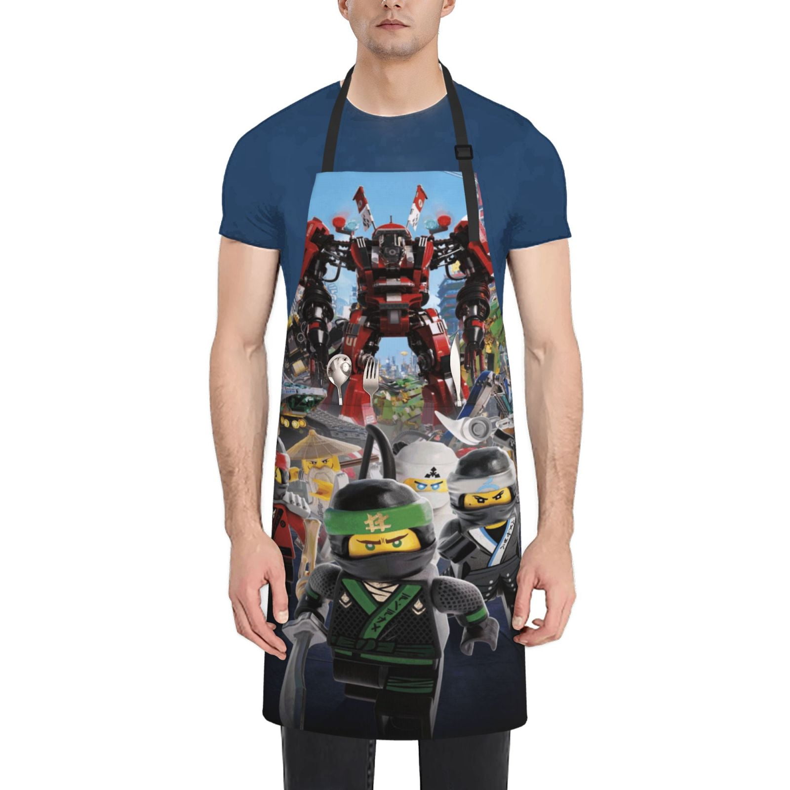 Ninjago Kitchen Cooking Aprons, Adjustable Bib Soft Chef Apron with 2 ...