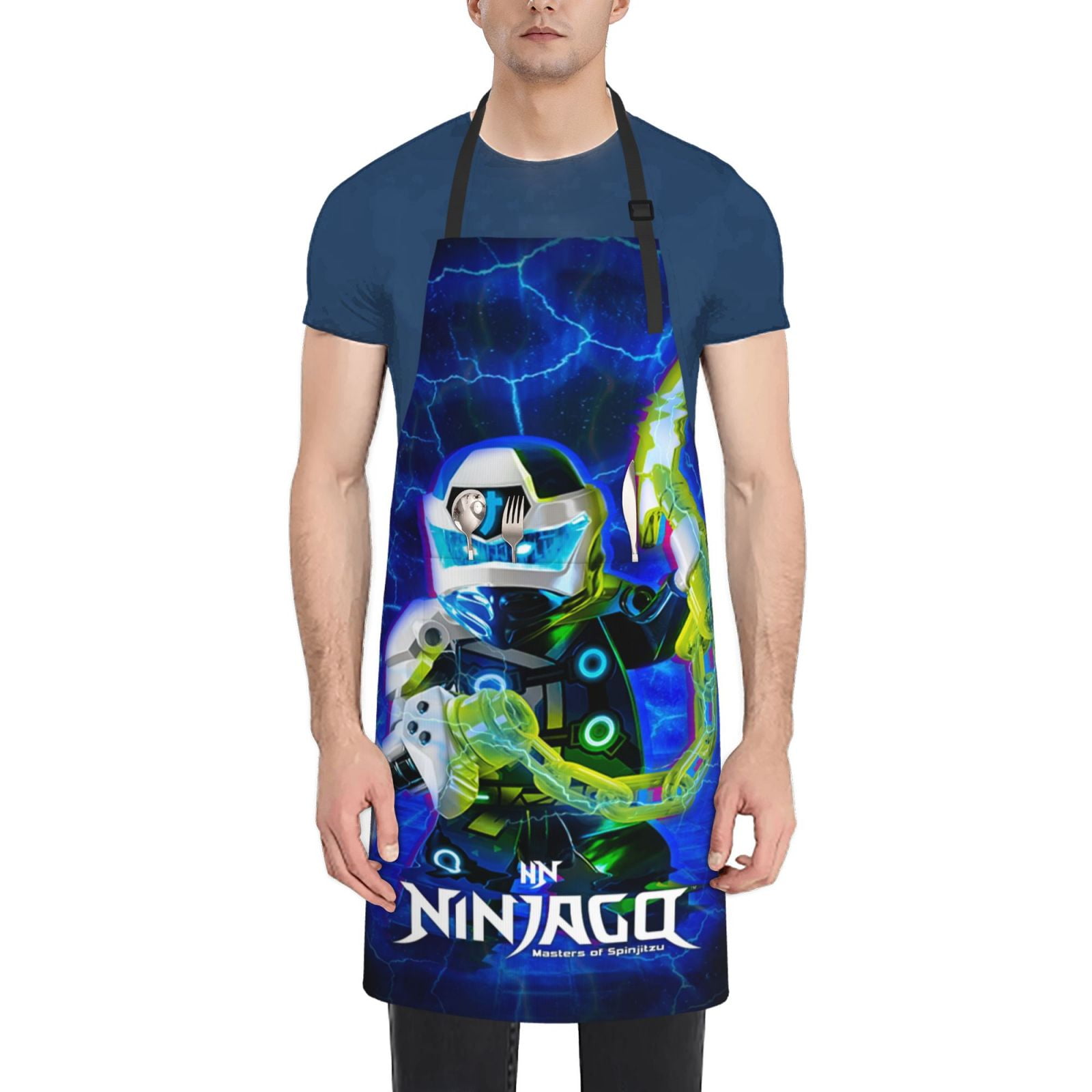 Ninjago Kitchen Cooking Aprons, Adjustable Bib Soft Chef Apron with 2 ...