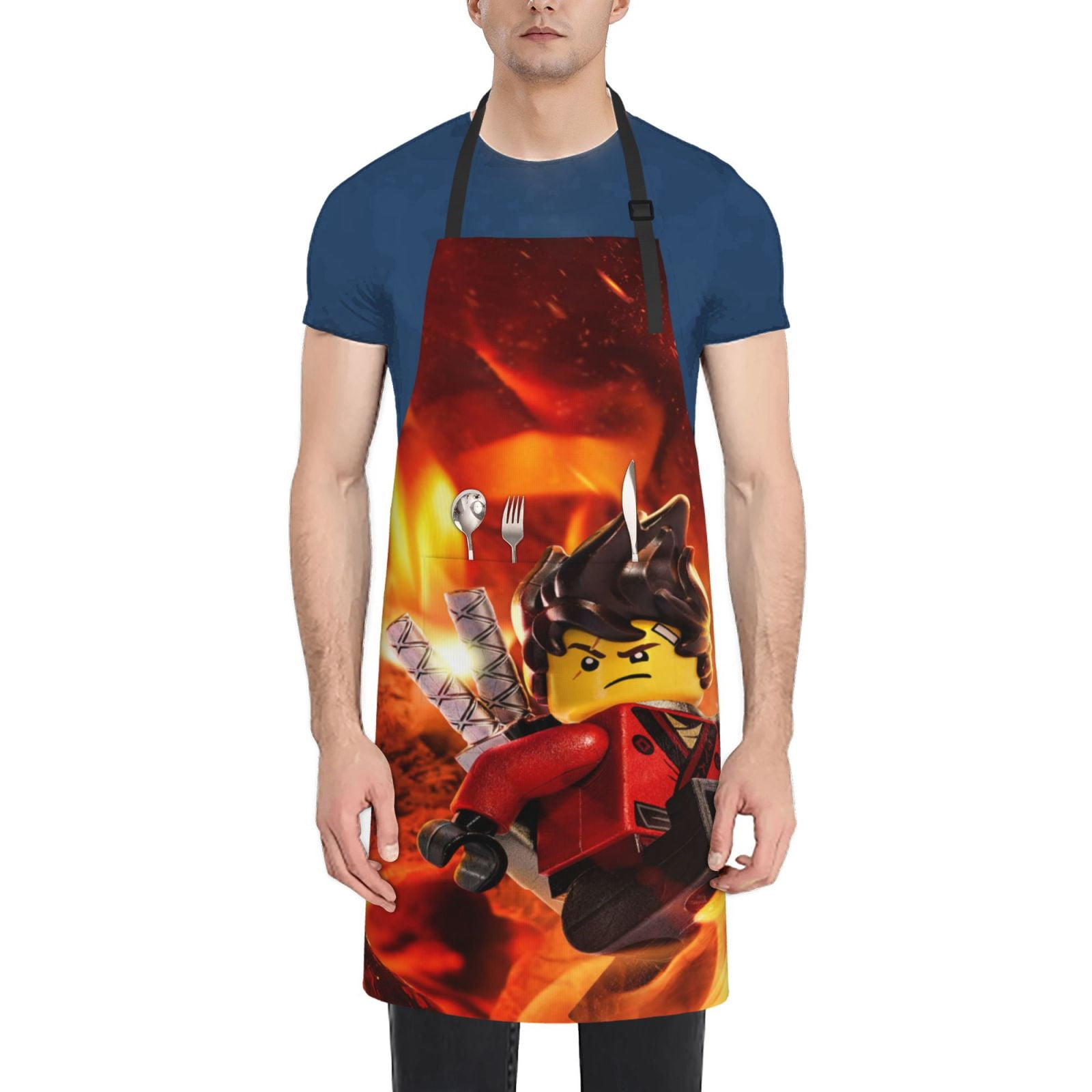 Ninjago Kitchen Cooking Aprons, Adjustable Bib Soft Chef Apron with 2 ...