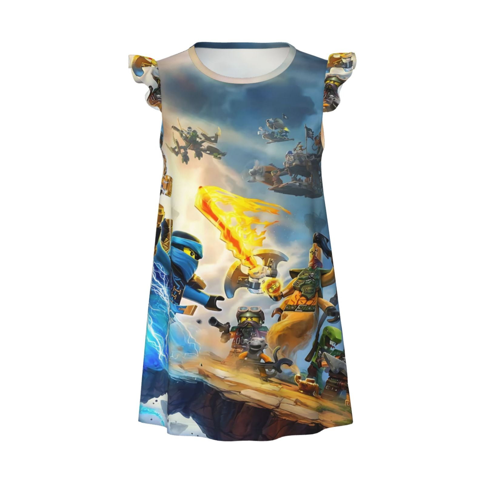 Ninjago Little Girls Nightgowns Cartoon Printed Flutter Sleeve Pajamas ...