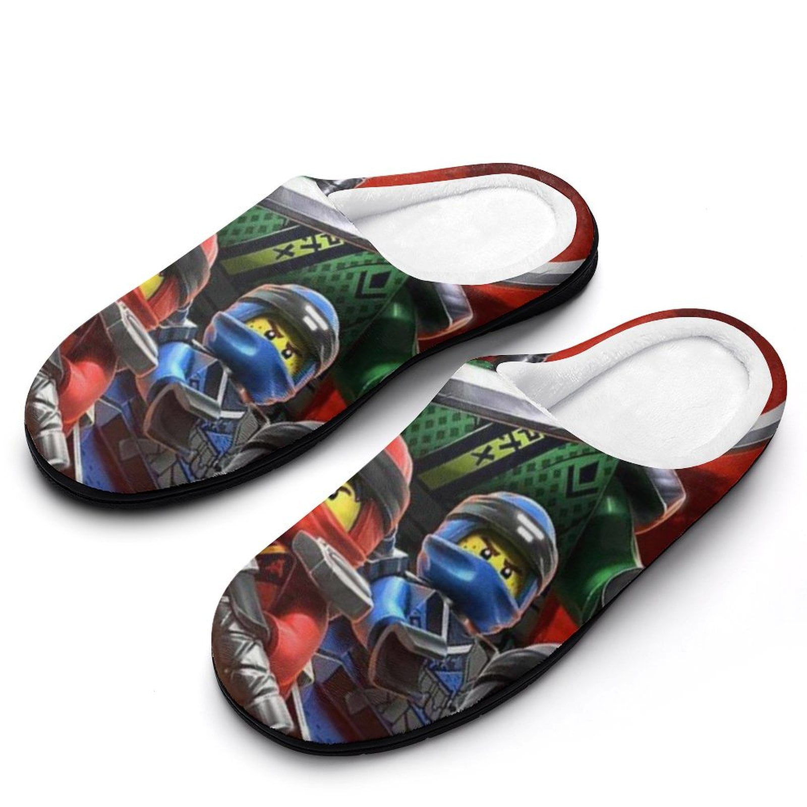 Ninjago Men's Fuzzy Slippers House Open Back Slippers Closed Toe ...