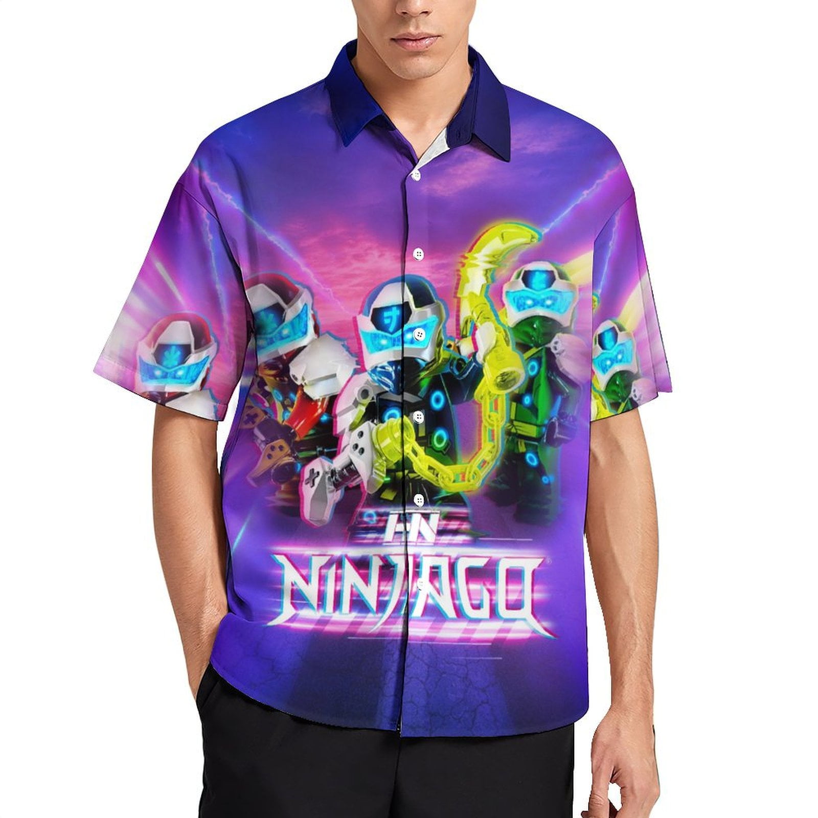 Ninjago Mens Hawaiian Shirt Short Sleeve Button Down Shirts Tropical ...