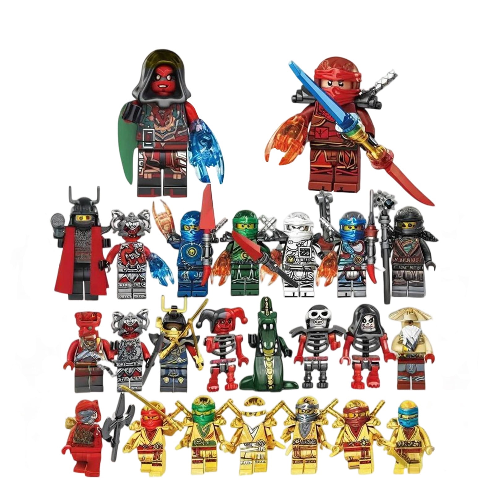 Ninjago Ninja Minifigures & Weapons Building Blocks Kit, 30+ Assorted ...