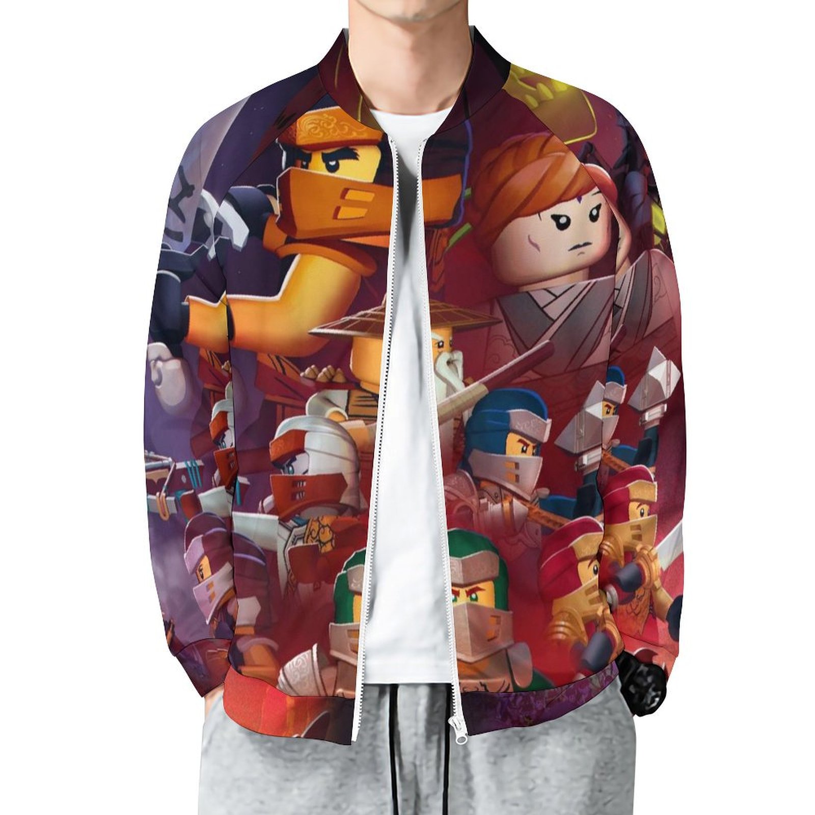 Ninjago Poster Fashion Jacket Mens Windbreaker Coat Lightweight Zipper ...