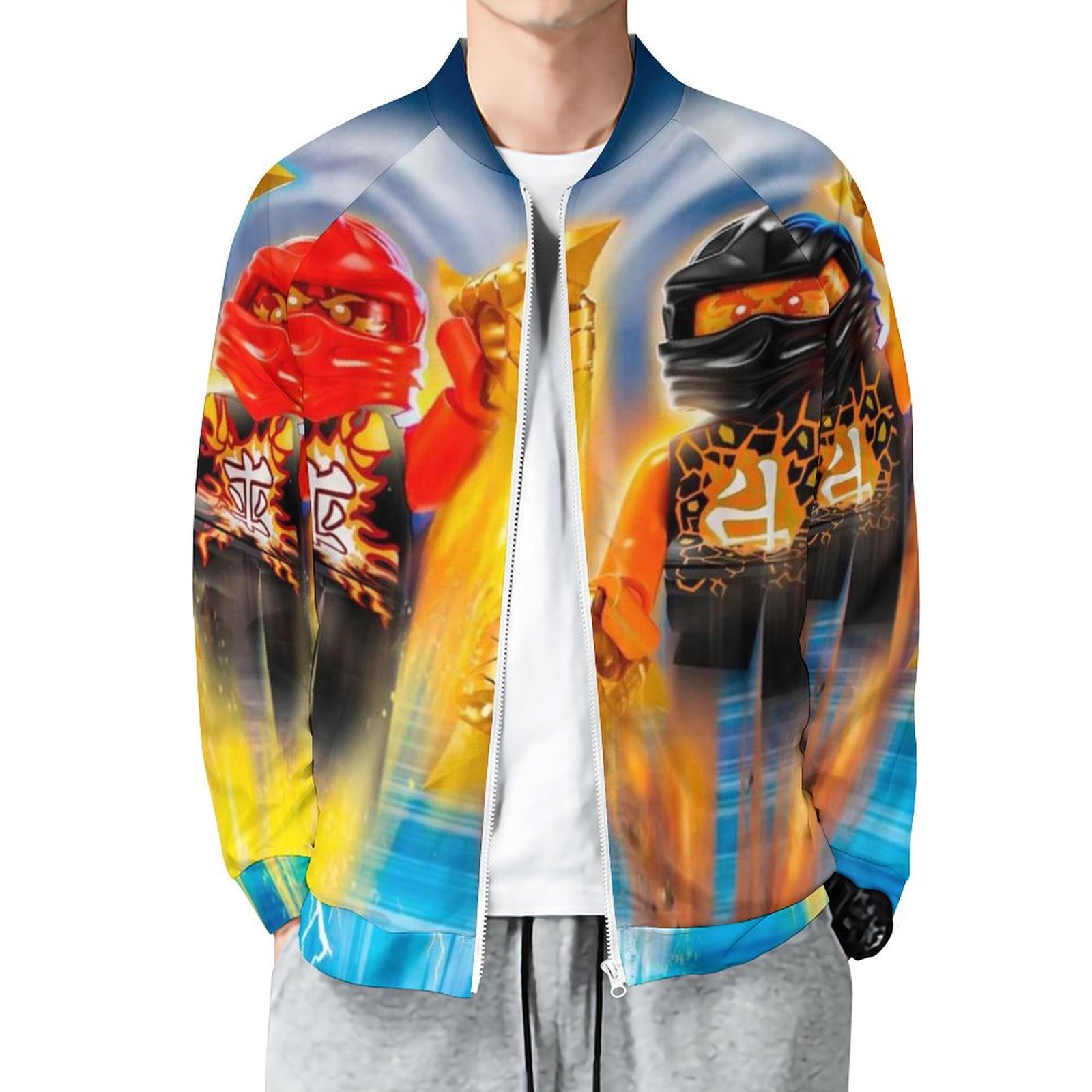 Ninjago Power Fashion Jacket Mens Windbreaker Coat Lightweight Zipper ...