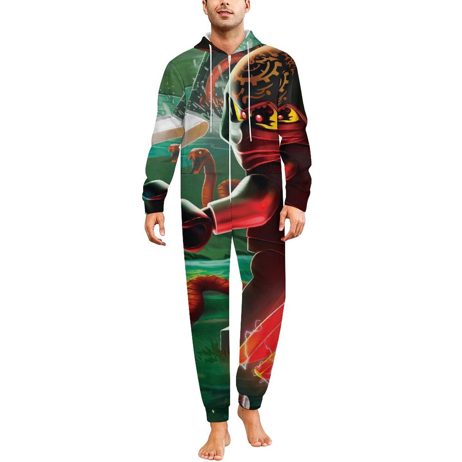Ninjago Unisex Onesie Pajamas Zipper Jumpsuit Hooded One Piece ...