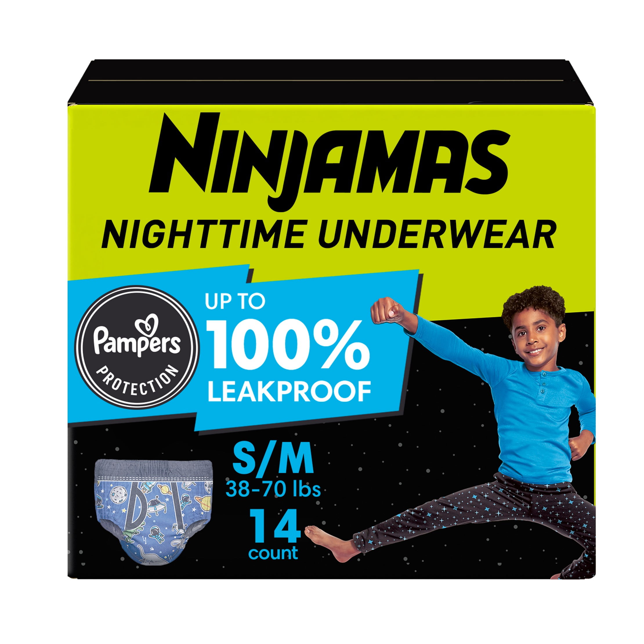 Ninjamas Nighttime Bedwetting Underwear Boy - Size S/M - 14ct - Walmart.com