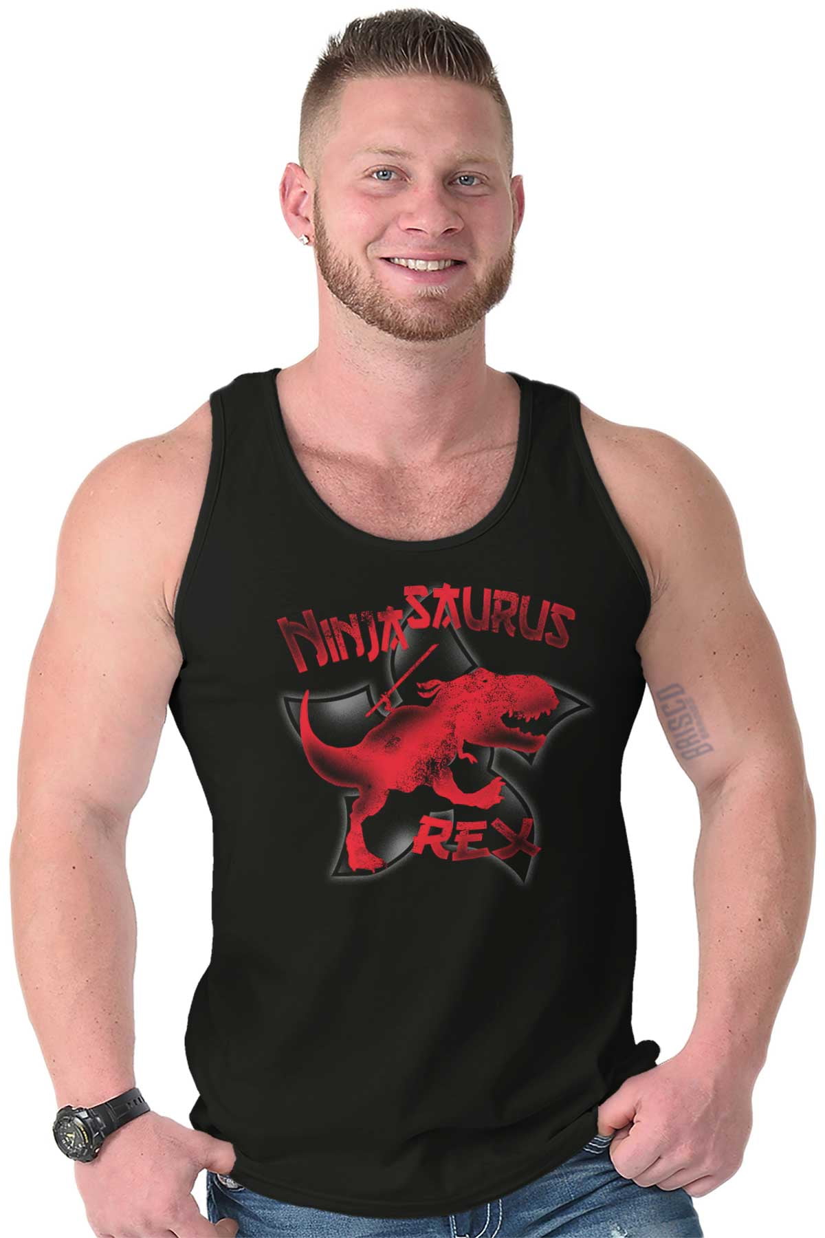 Ninjasaurus Rex Tyrannosaurus Turtle Tank Top Sleeveless Tee Men Brisco Brands S - Walmart.com