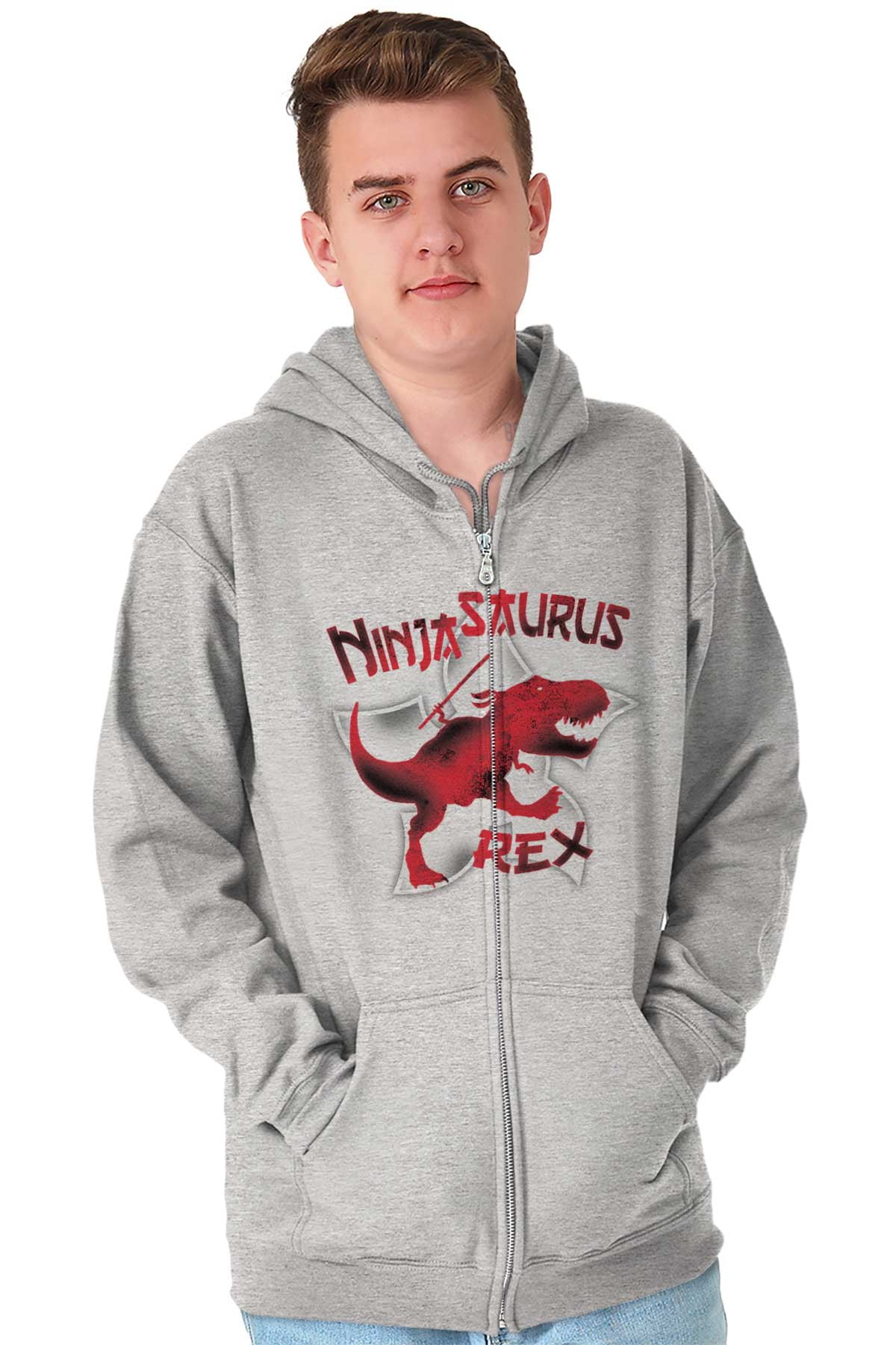 Ninjasaurus Rex Tyrannosaurus Turtle Zip Hoodie Sweatshirt Men Brisco Brands L - Walmart.com