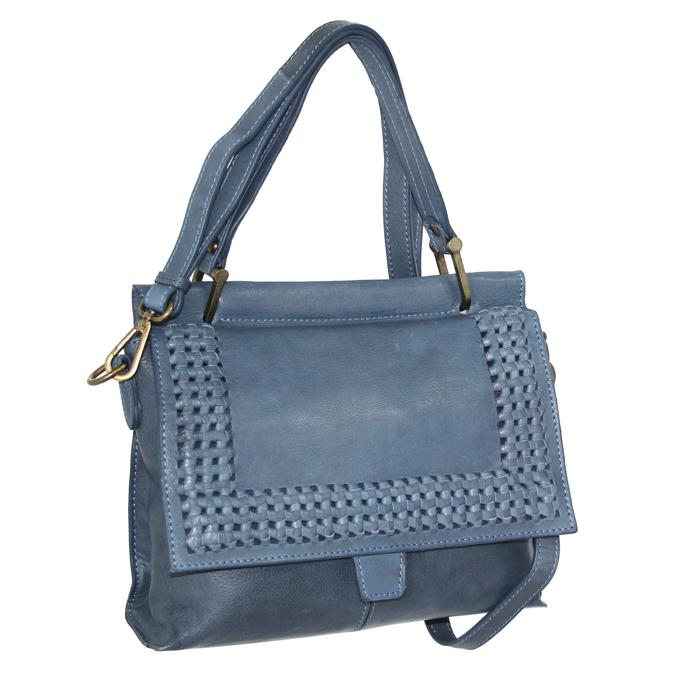Nino Bossi Handbags Nino Bossi Alexis Leather Satchel Blue - Walmart.com
