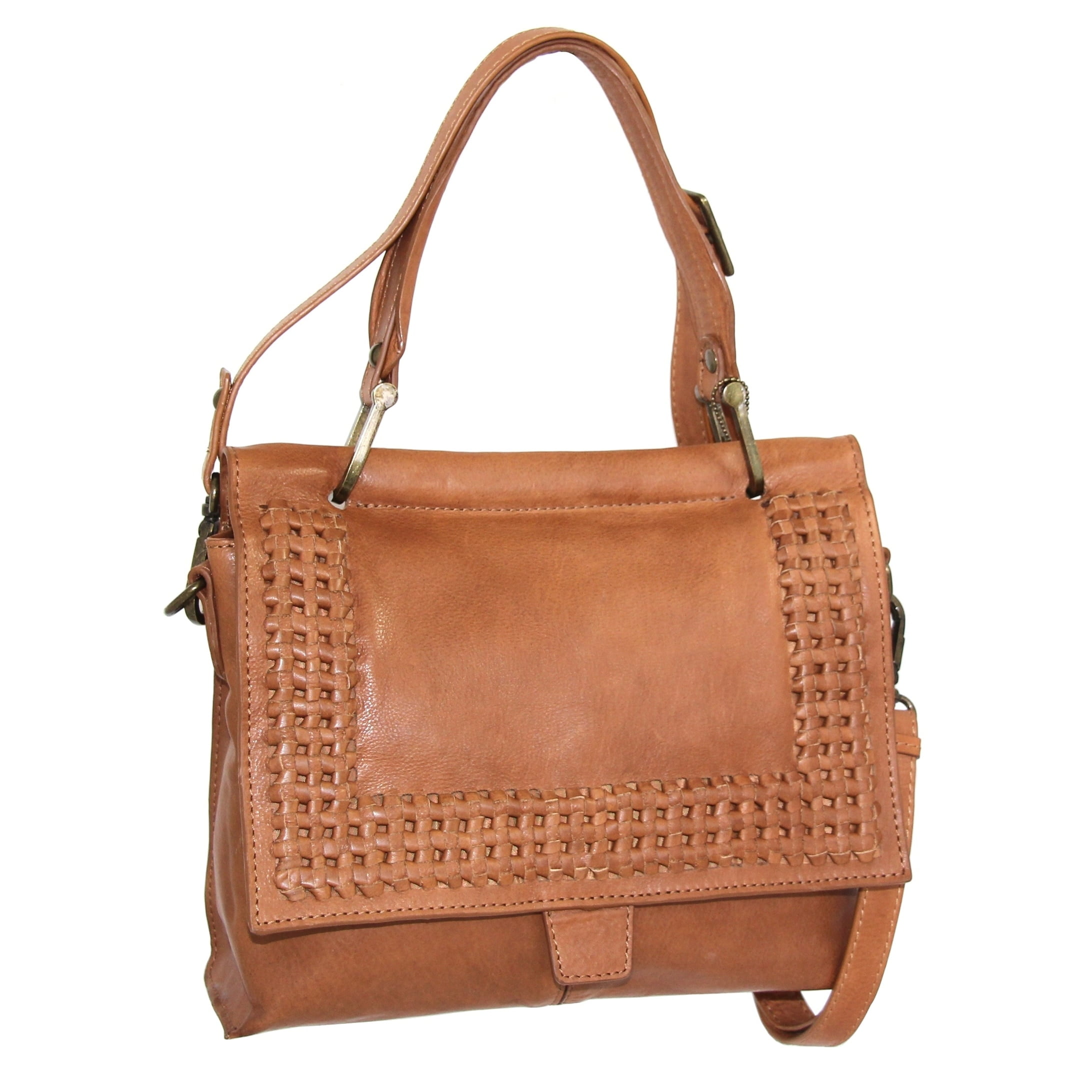 Nino Bossi Handbags Nino Bossi Alexis Leather Satchel Cognac - Walmart.com
