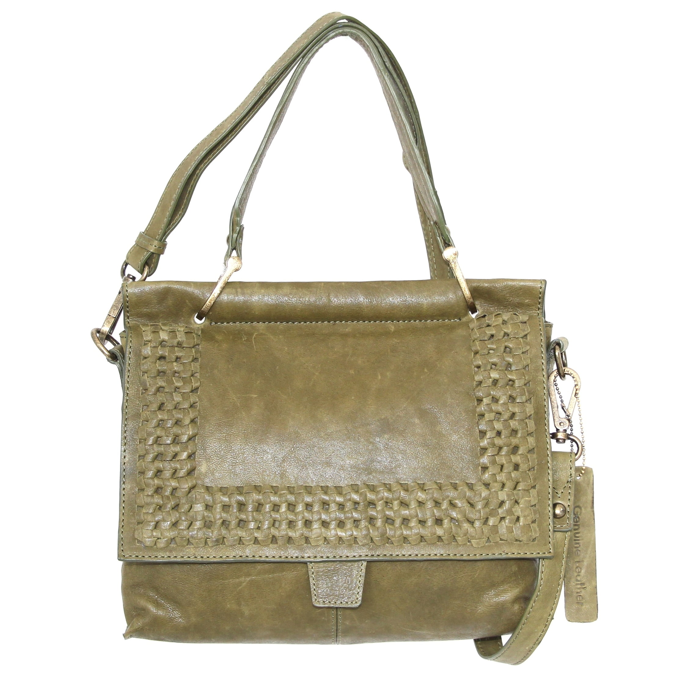 Nino Bossi Handbags Nino Bossi Alexis Leather Satchel Moss - Walmart.com