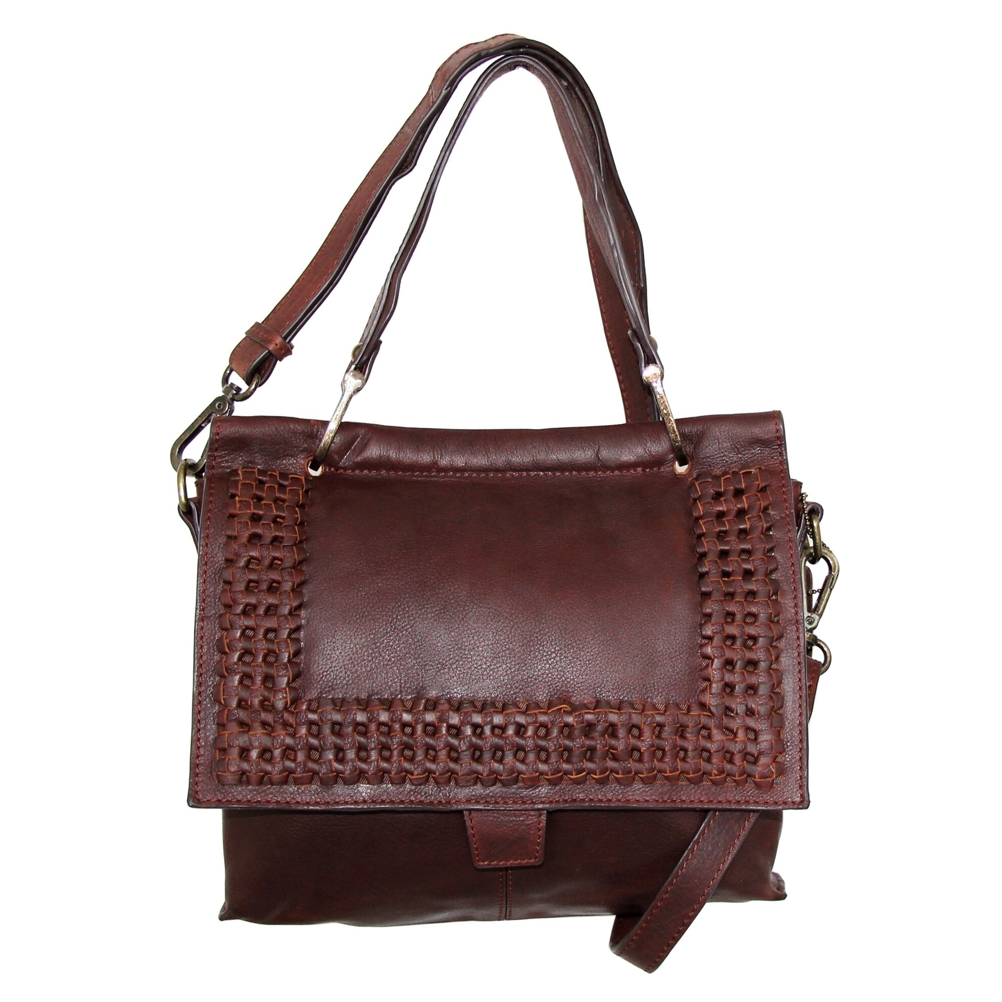 Nino Bossi Handbags Nino Bossi Alexis Leather Satchel Walnut - Walmart.com
