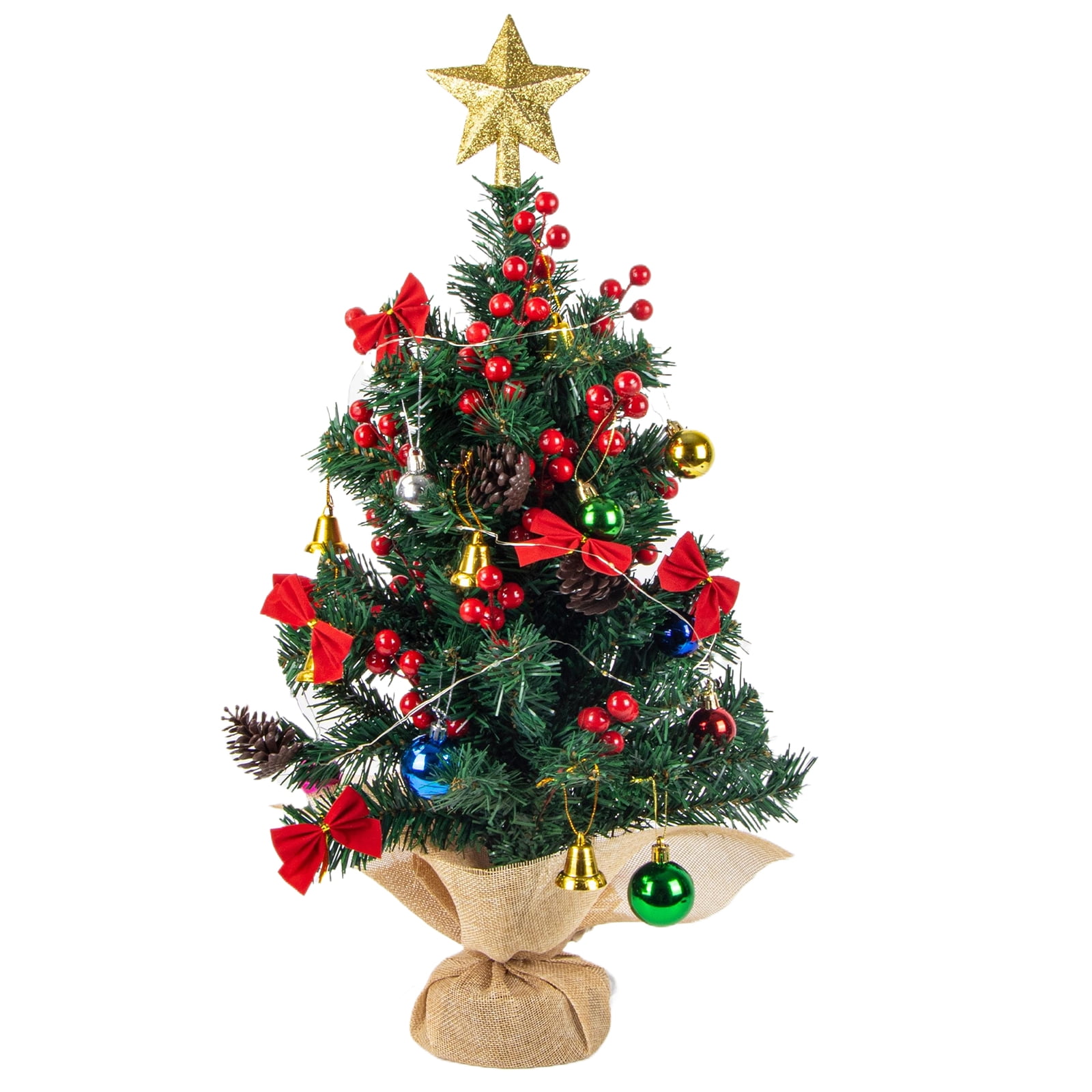 Ninonly 24 Inch Tabletop Mini Christmas Tree, Artificial Small Xmas ...