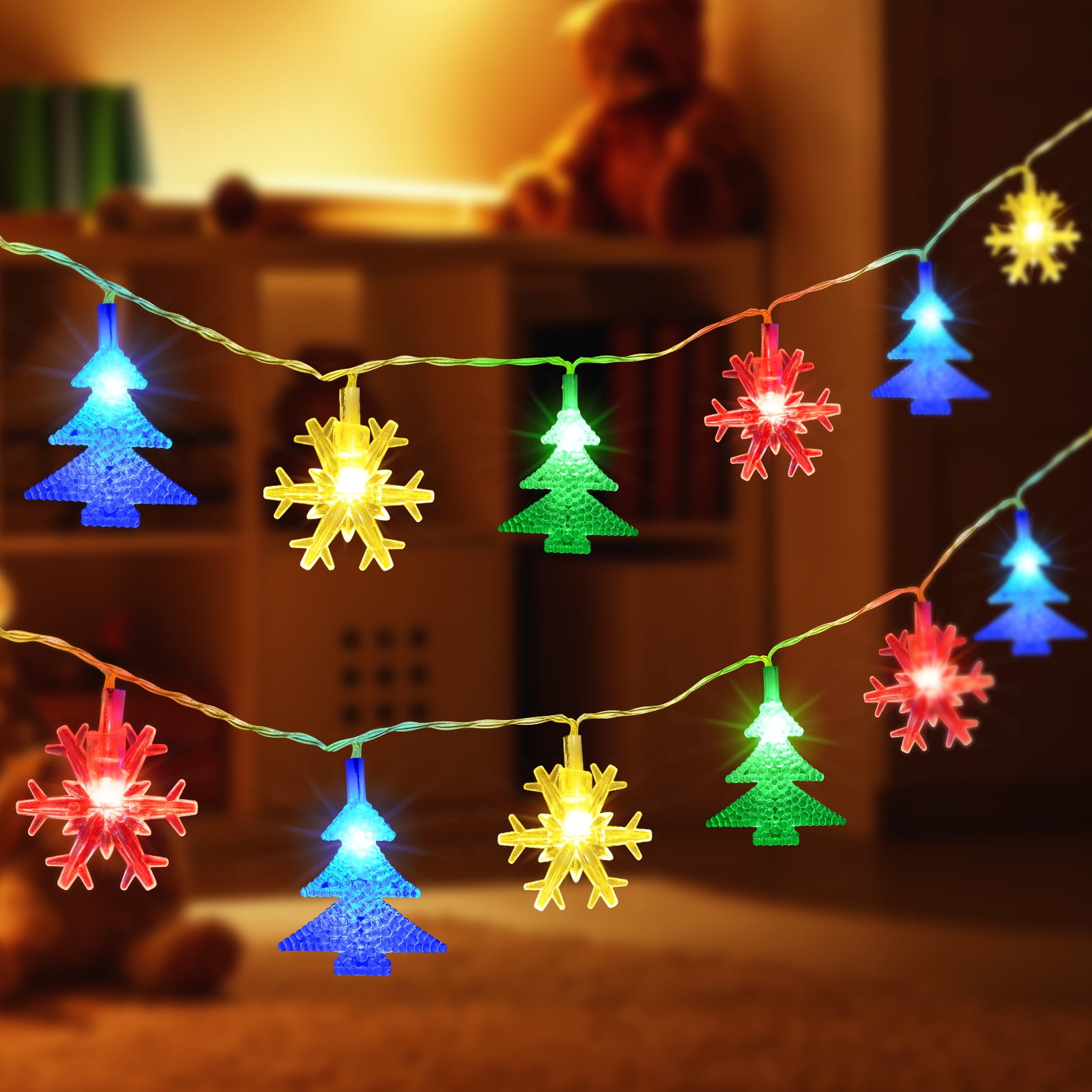 Ninonly 20 FT Christmas Lights,40 LEDs Snowflake Christmas Tree Lights ...