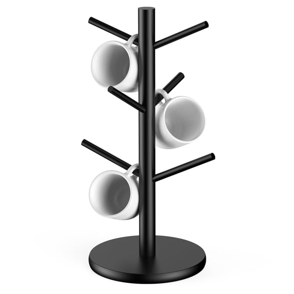 Ninonly Coffee Mug Holder Tree, Bamboo Coffee Cup Stand with 6 Hooks ...