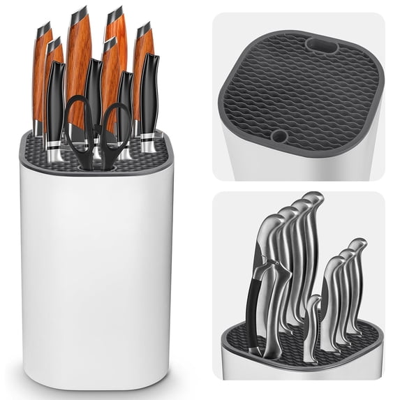 Ninonly Knife Block Without Knives 2 in 1 Universal Square Knife Holder ...