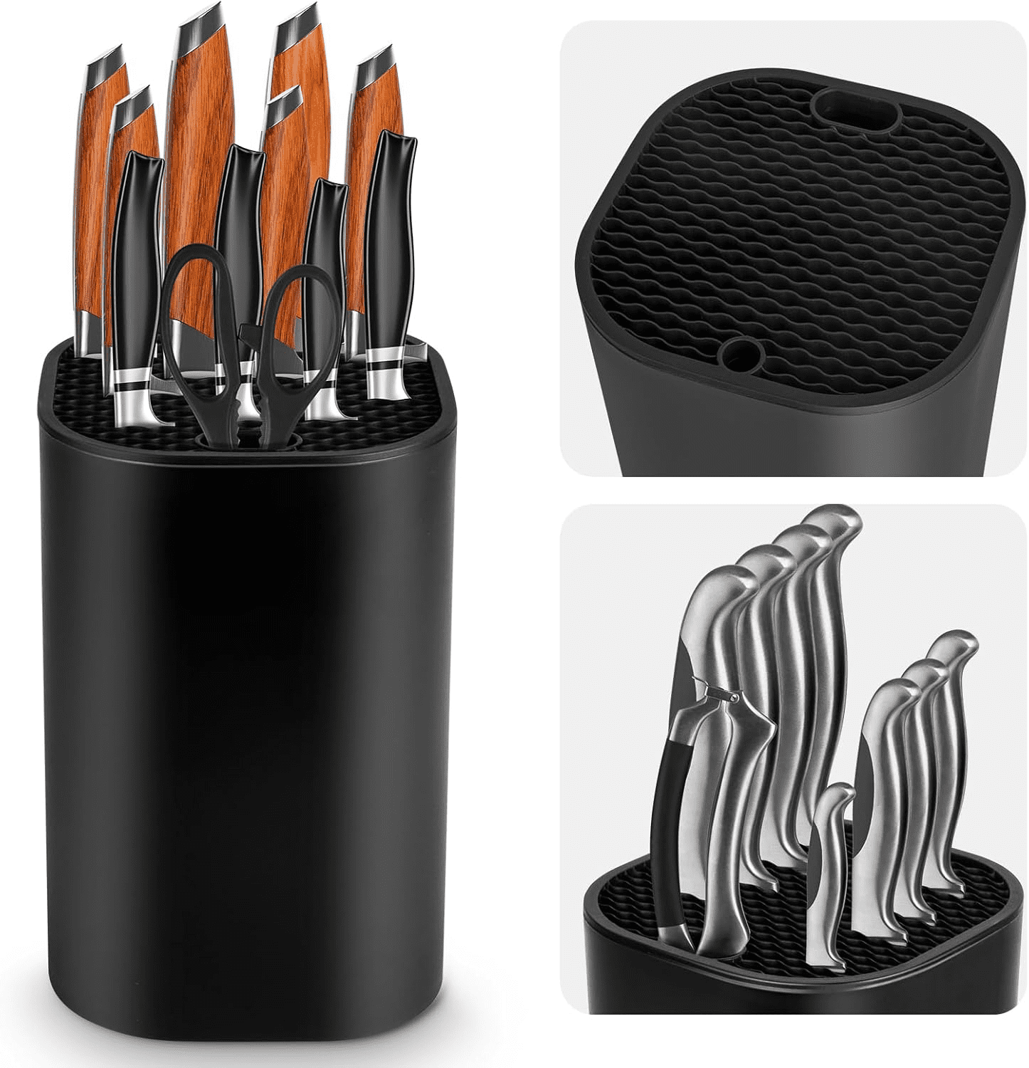 Ninonly Knife Block Without Knives 2 in 1 Universal Square Knife Holder ...