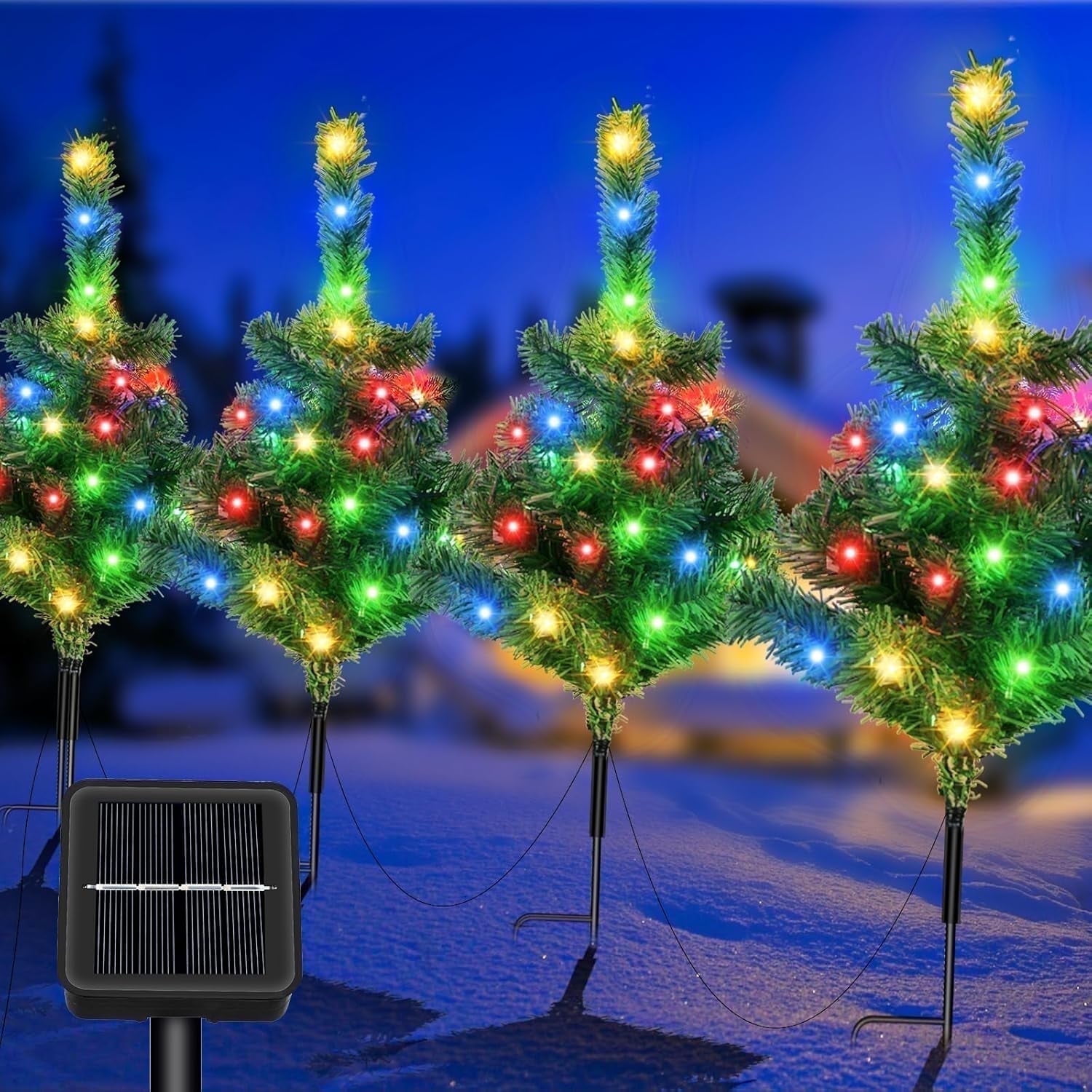 Ninonly Solar Christmas Tree Light Outdoor Decoration 4 Pack ...