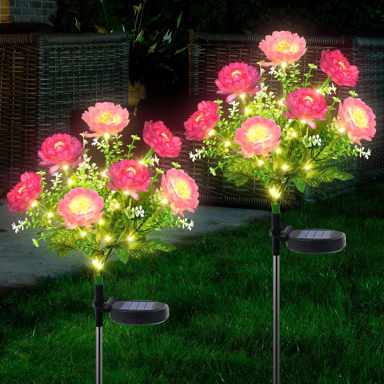 Ninonly Solar Garden Lights, 2 Pack Solar Lights Outdoor Waterproof ...