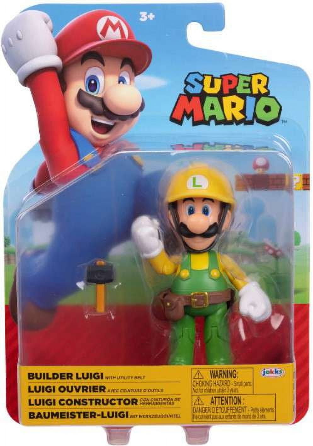 Nintendo 4" Action Figure Builder Luigi with Hammer Accessory for Child ...