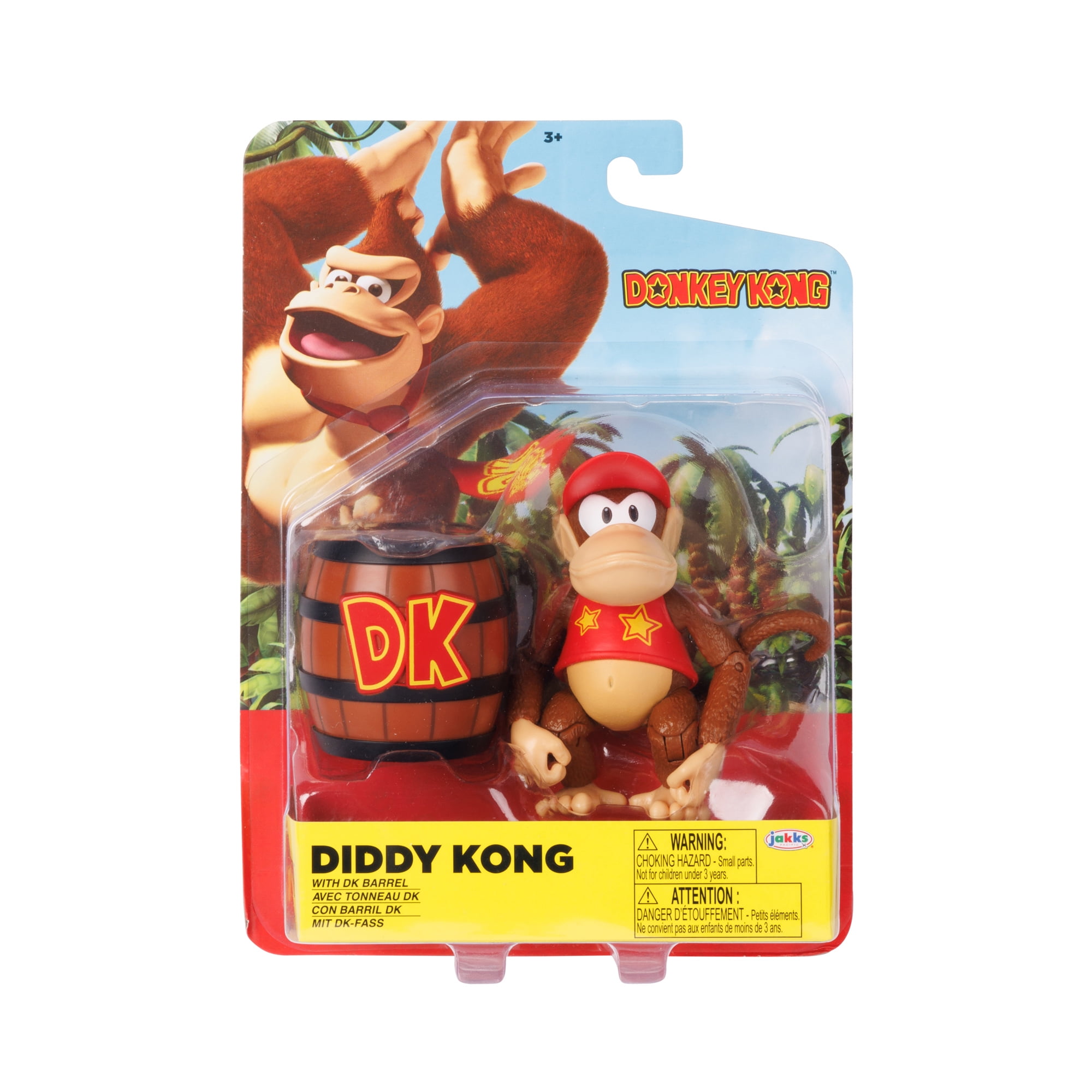 Nintendo 4 inch Diddy Kong Action Figure with Iconic Donkey Kong Barrel ...