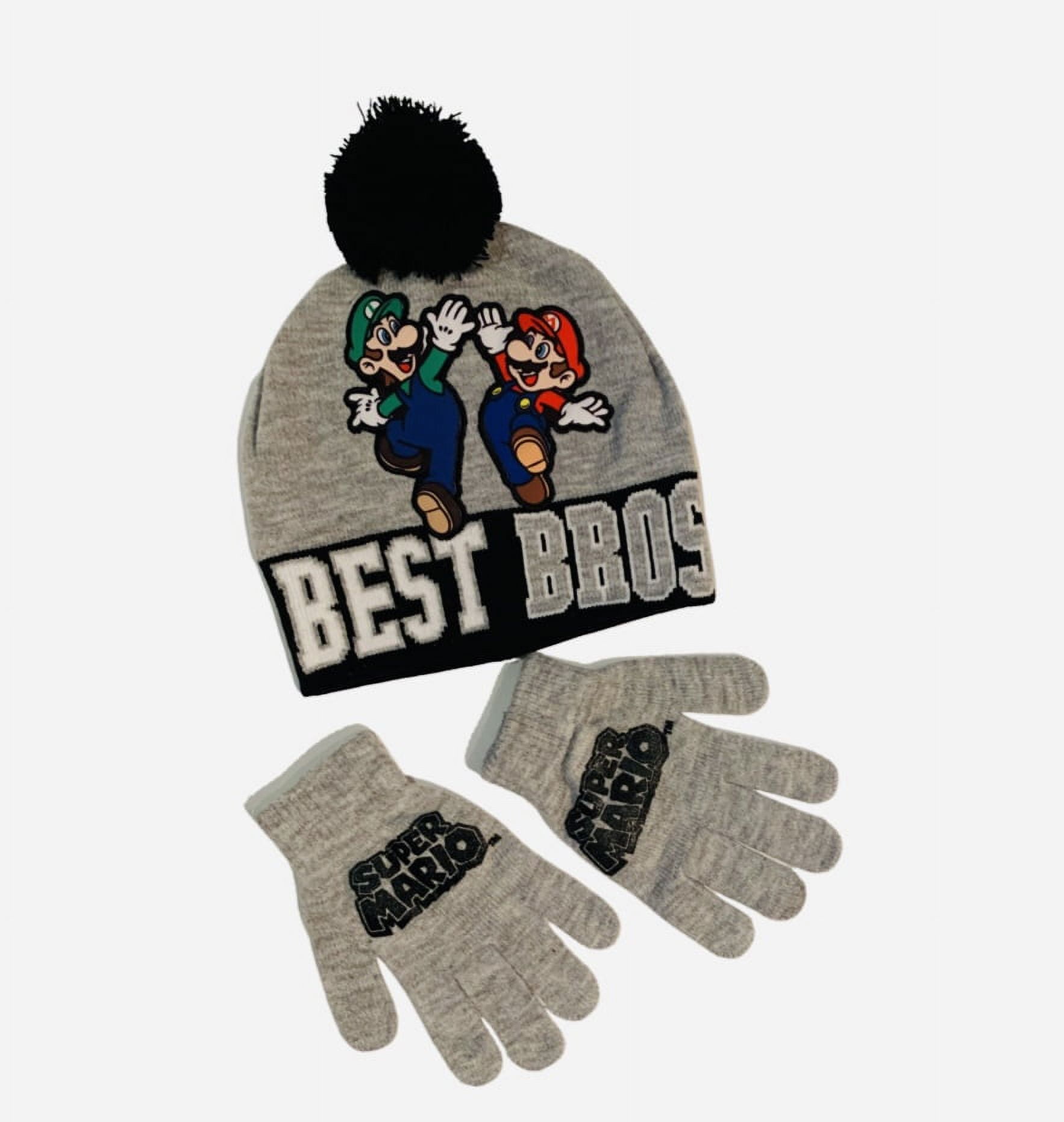 Nintendo Boy's Super Mario Cold Winter Beanie Hat and Glove Set, 2-4 ...